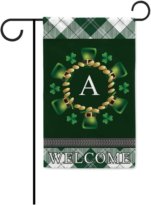 St Patricks Day Monogram Letter A Garden Flag 12x18 inch Green Diamond ...