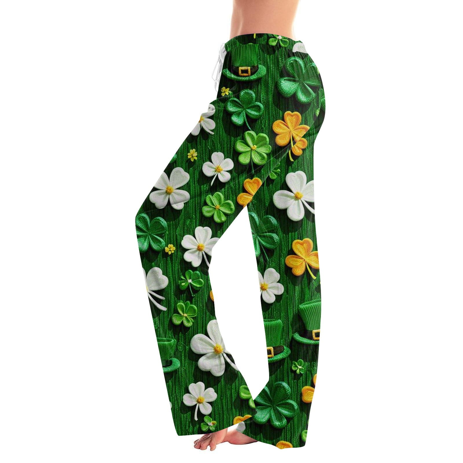 St. Patricks Day Pajama Pants Women Shamrock Print Soft Lounge Trousers ...