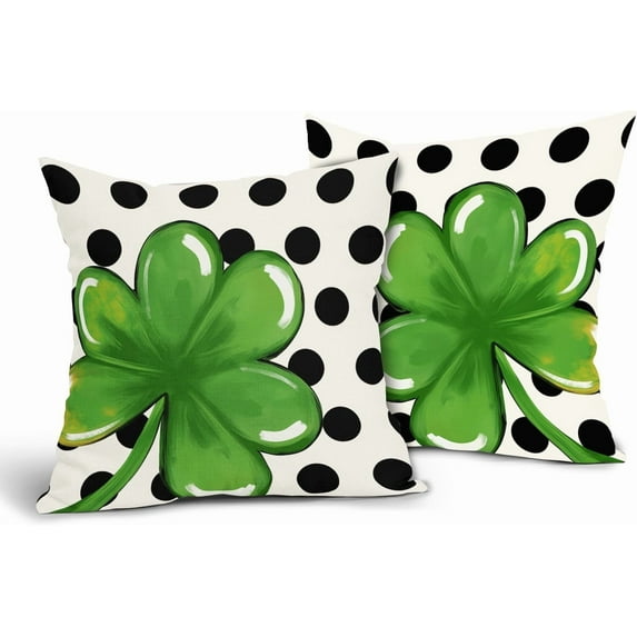 St Patricks Day Pillow Covers 16x16 Inch Set of 2 Green Shamrock ...