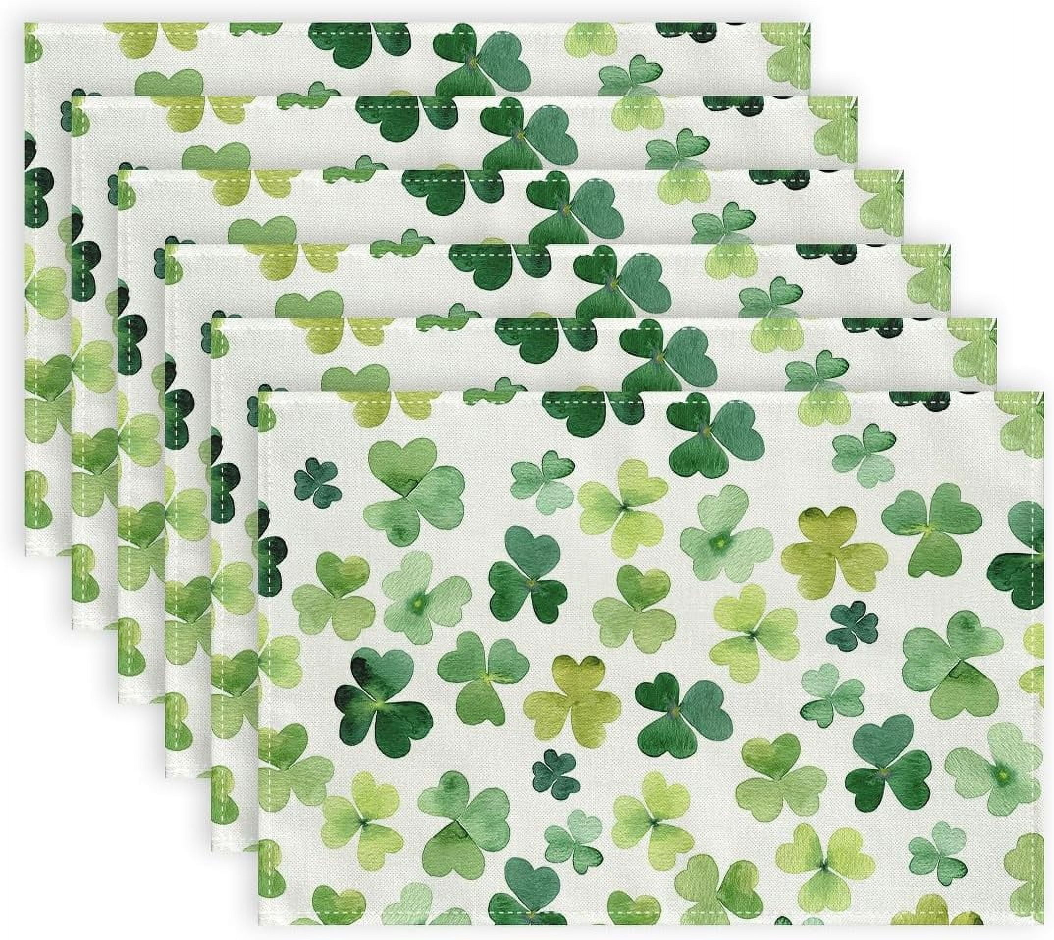 St Patricks Day Placemats 12x18 Inches Set of 6, Shamrock Green Spring ...