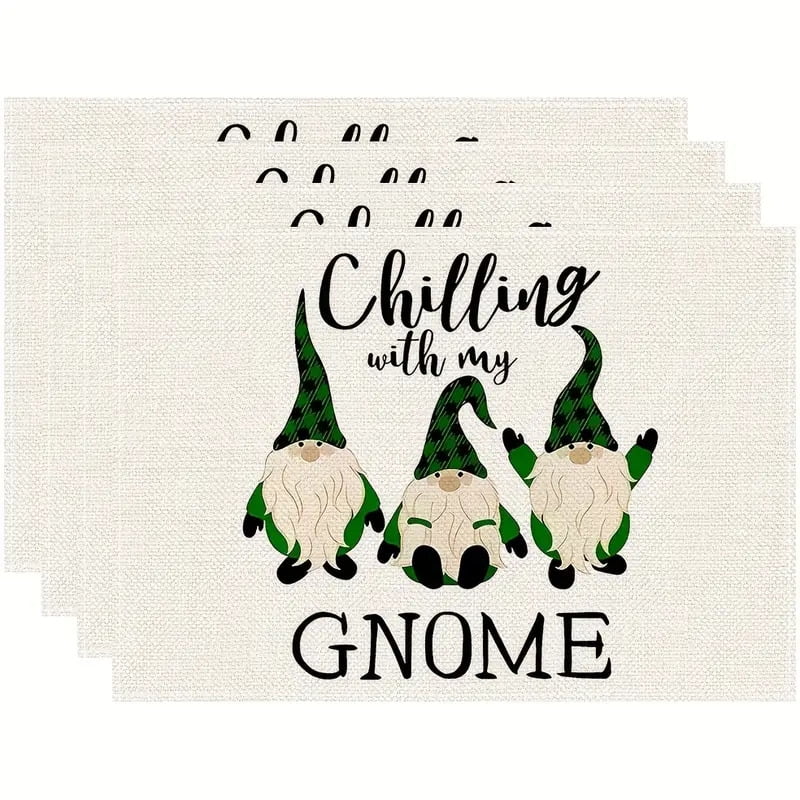 St Patricks Day Placemats Green Gnome Gold Coin Shamrock Placemats Set ...