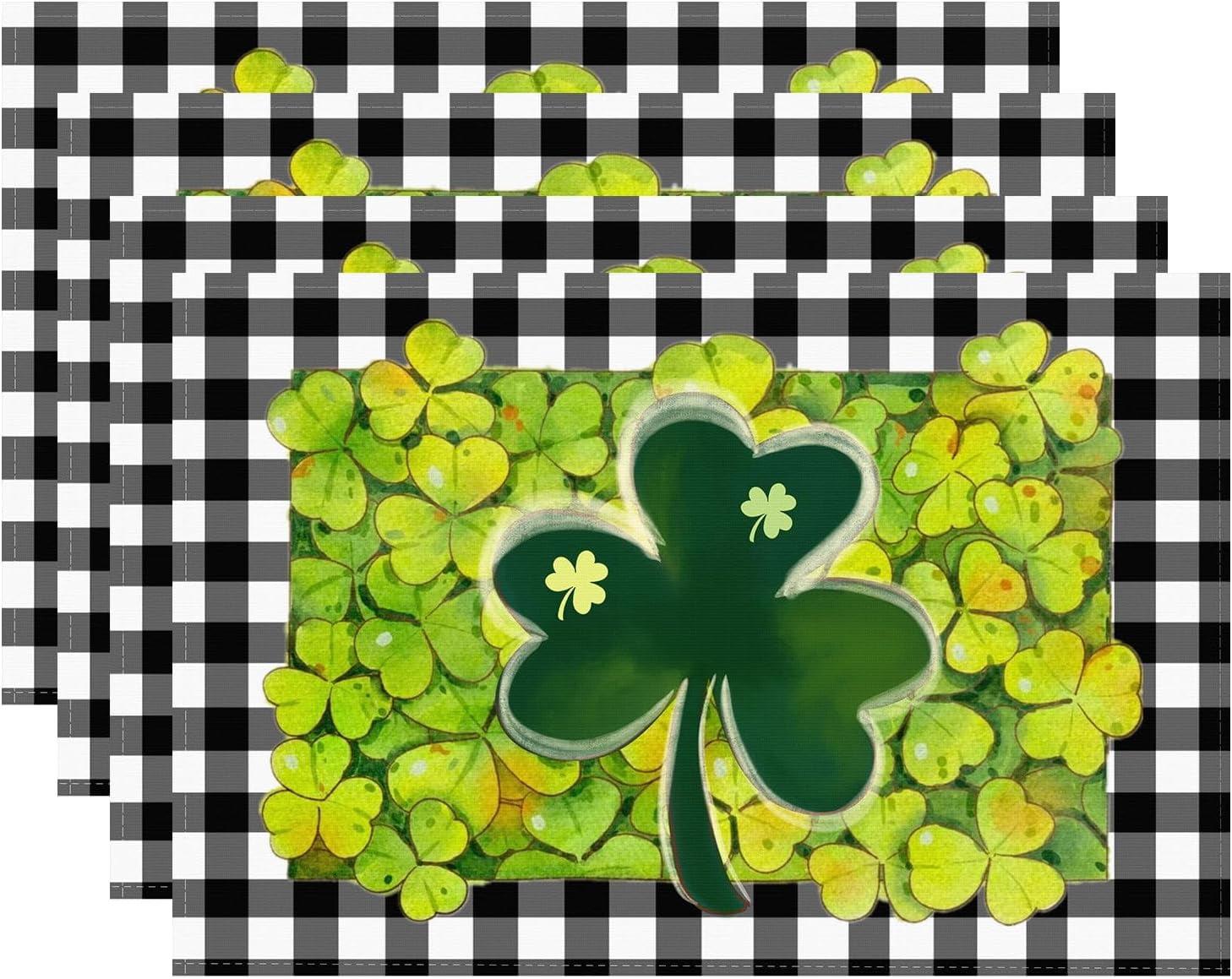 St. Patricks Day Placemats Green Shamrock Place Mat Set of 4, 12"x18 ...