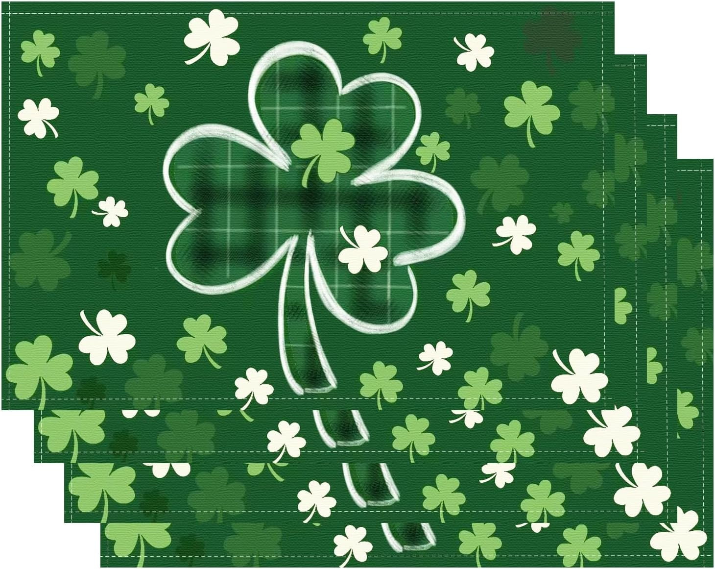 St. Patricks Day Placemats Green Shamrock Place Mat Set of 4, 12"x18 ...
