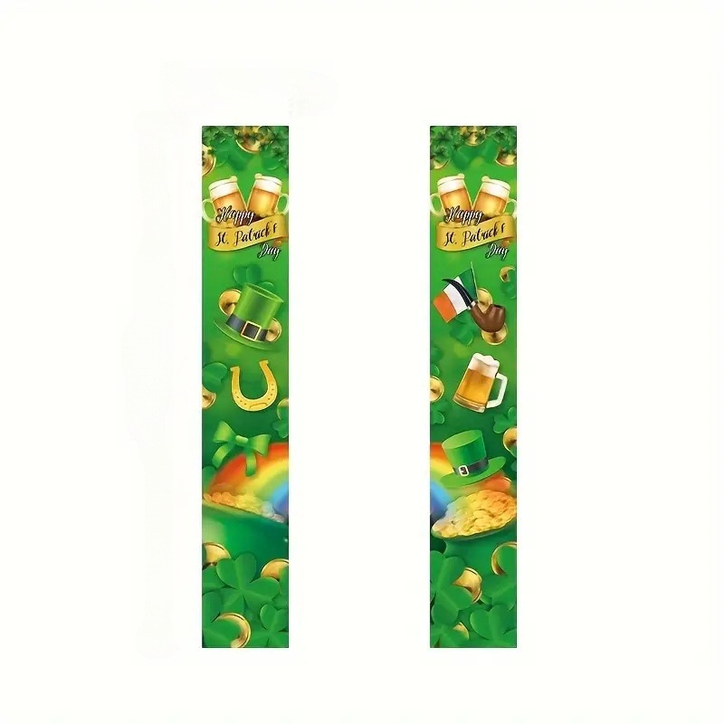 St Patricks Day Porch Sign Decoration Green Clover Banner Yard Sign ...