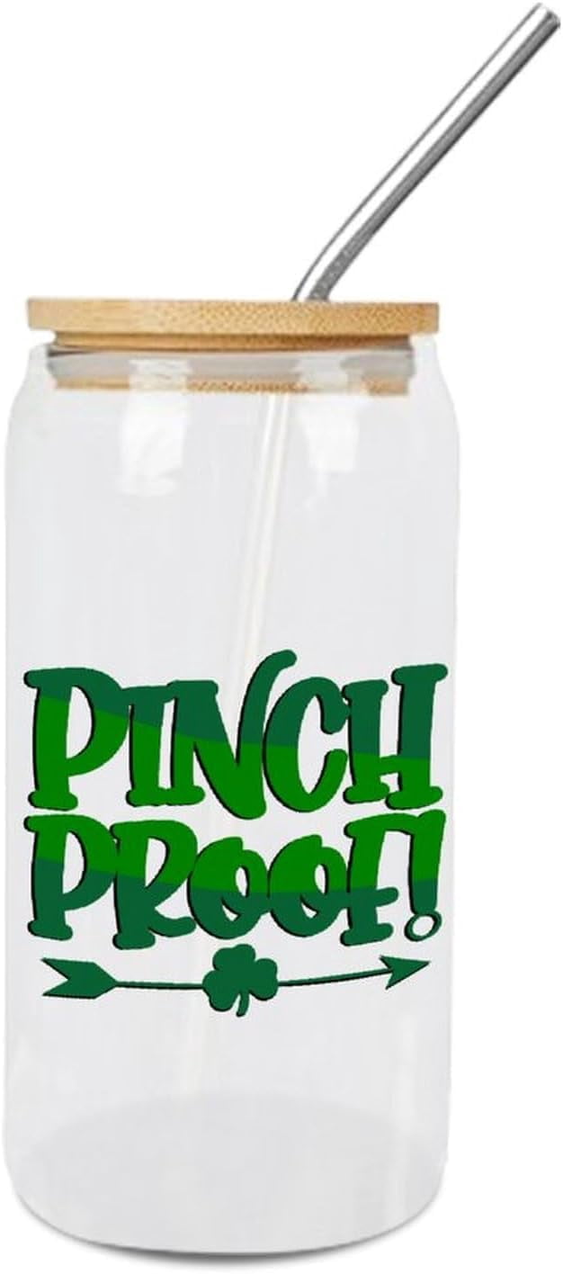 St. Patricks Day Proof Drinking Glasses with Bamboo Lids And Straw Can ...