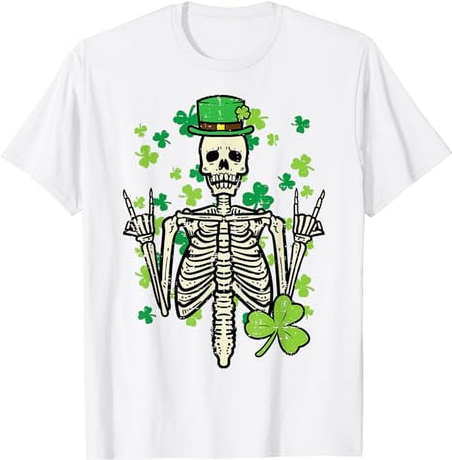 St Patricks Day Rocker Skeleton Saint Pattys Men Boys Kids T-Shirt ...