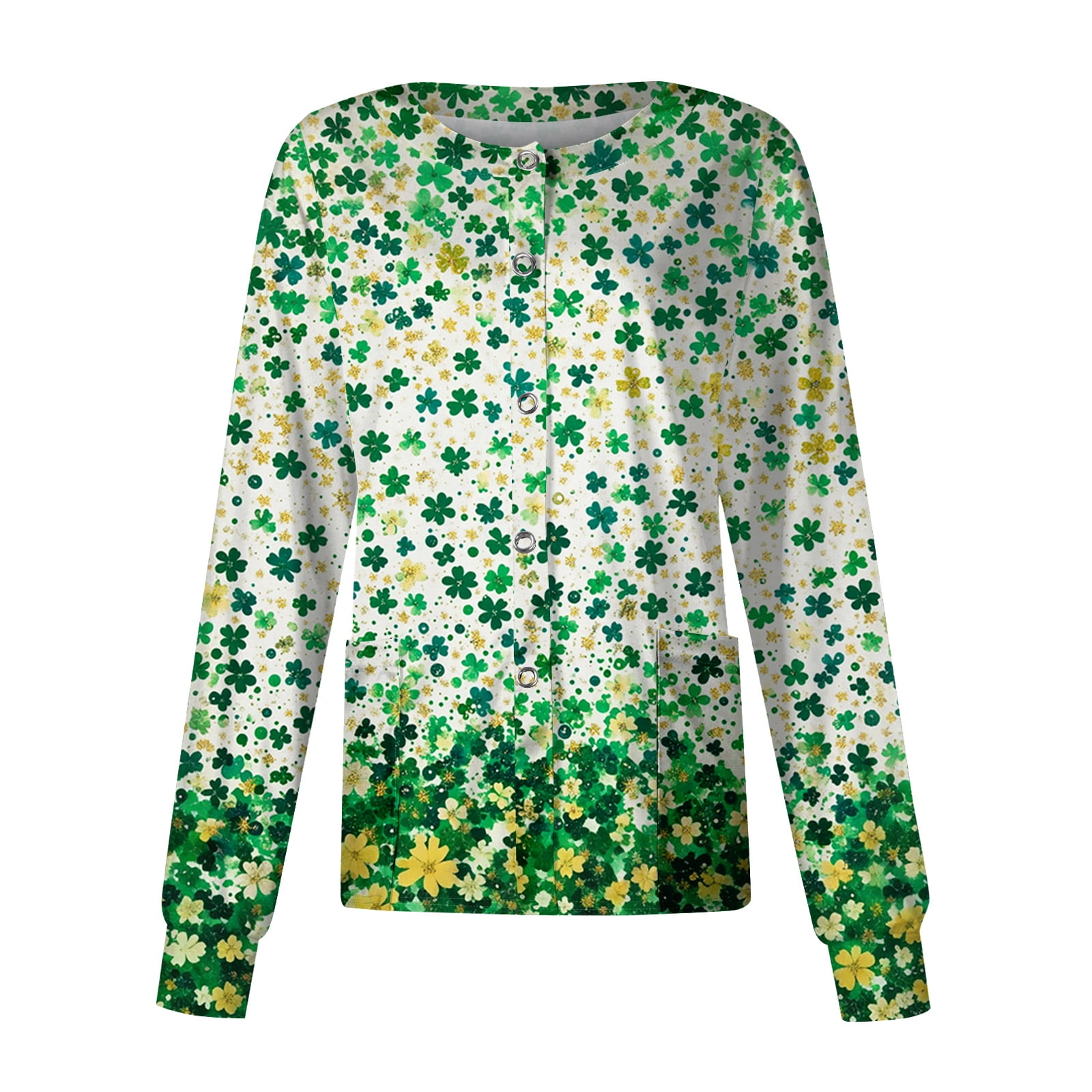 St. Patricks Day Scrubs for Women Irish Themed Crew Neck Green Party ...