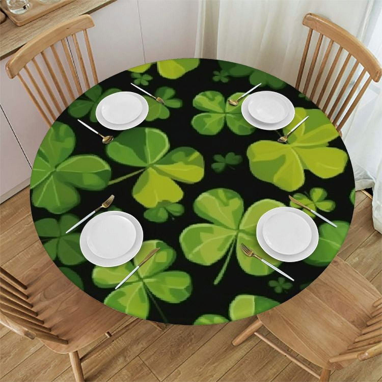 St Patricks Day Shamrock Round Tablecloth Reusable Table Cover Table ...