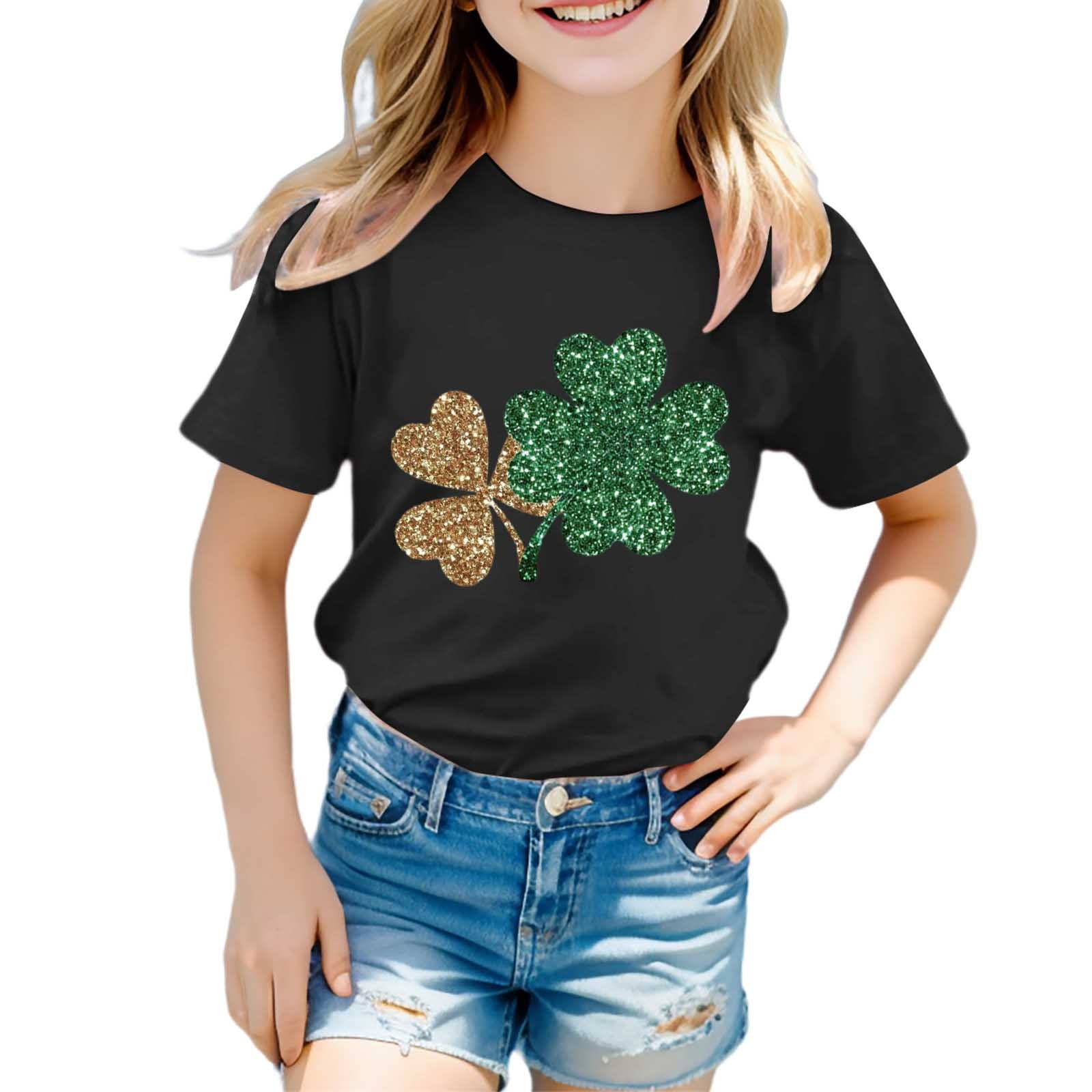 St Patricks Day Shirt Boys Funny Clover Print Short Sleeve T-Shirt ...