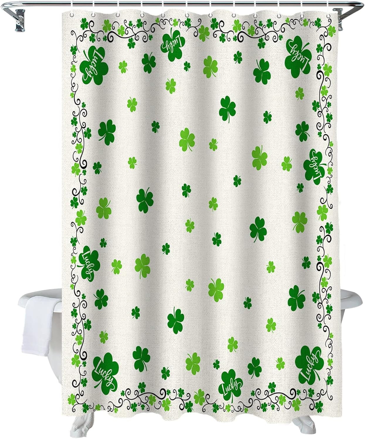 St. Patricks Day Shower Curtain for Bathroom Green Shamrock Bathroom ...