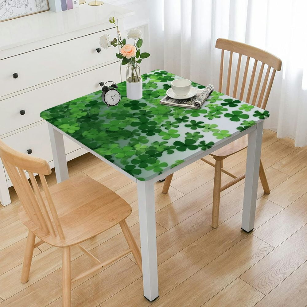 St Patricks Day Square Fitted Tablecloths, Green Shamrock Clover ...
