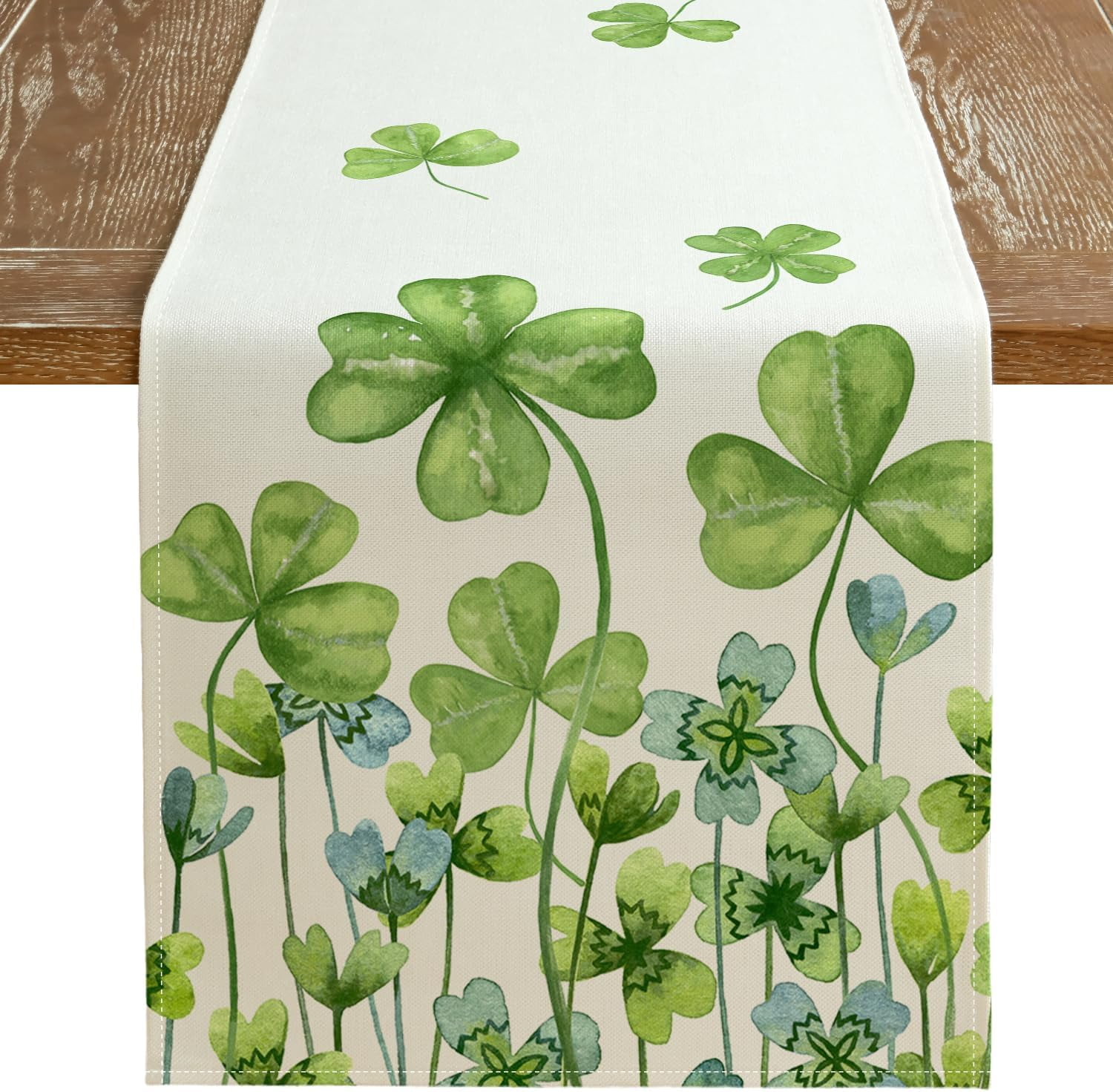 St Patricks Day Table Runner , Green Shamrock Spring Seasonal Farmhouse ...