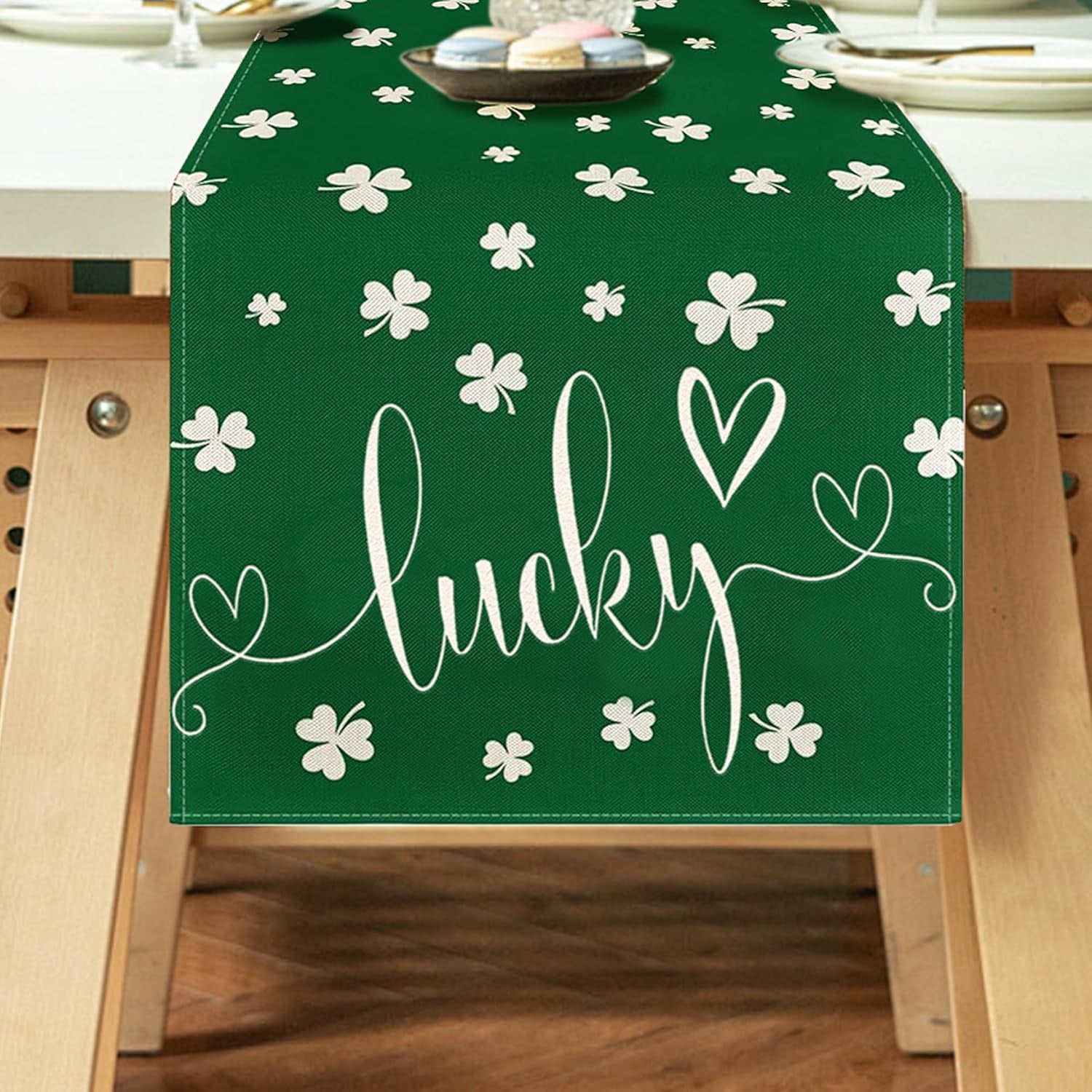 St Patricks Day Table Runner, St Patricks Day Decorations Spring Shamrock Table Runner St ...