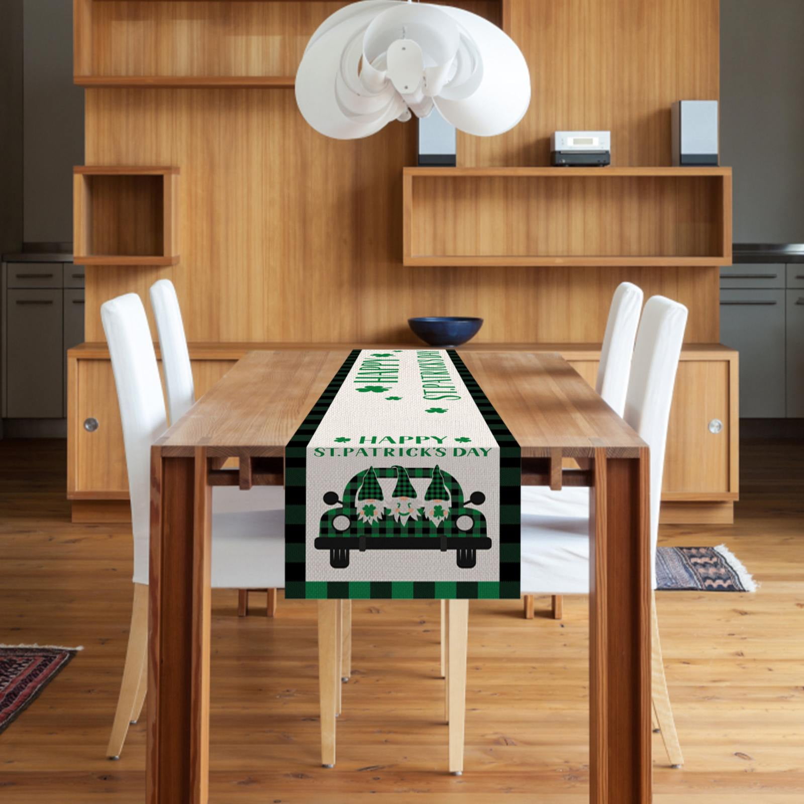 St Patricks Day Table Runner，St. Patricks'S Day Table Flag Linen Truck ...