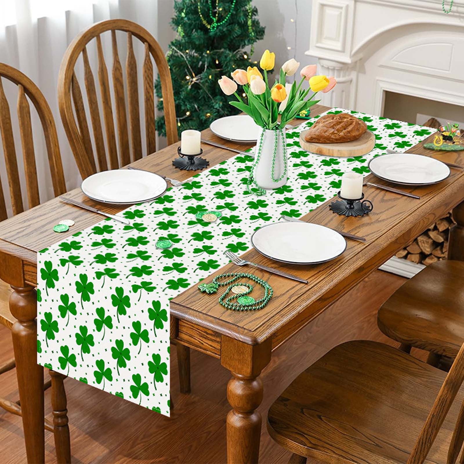 St Patricks Day Table Runners, Lucky Clover Shamrock Table Runner for ...