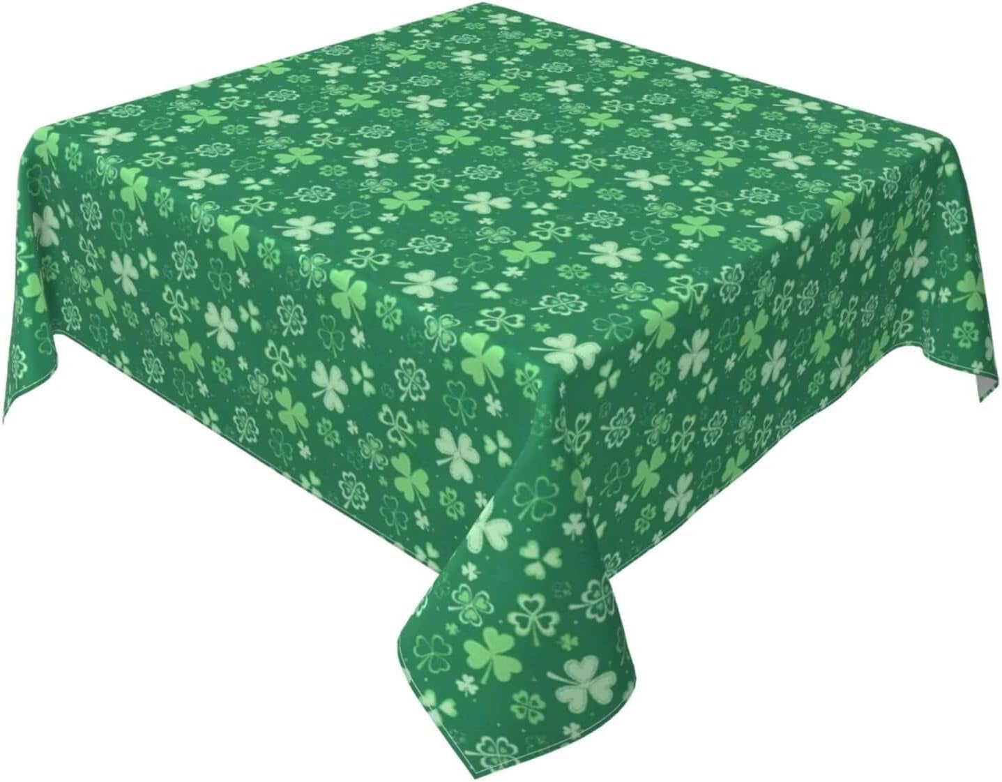 St. Patricks Day Tablecloth 54 x 54 Inch Square, Green Shamrock Table ...