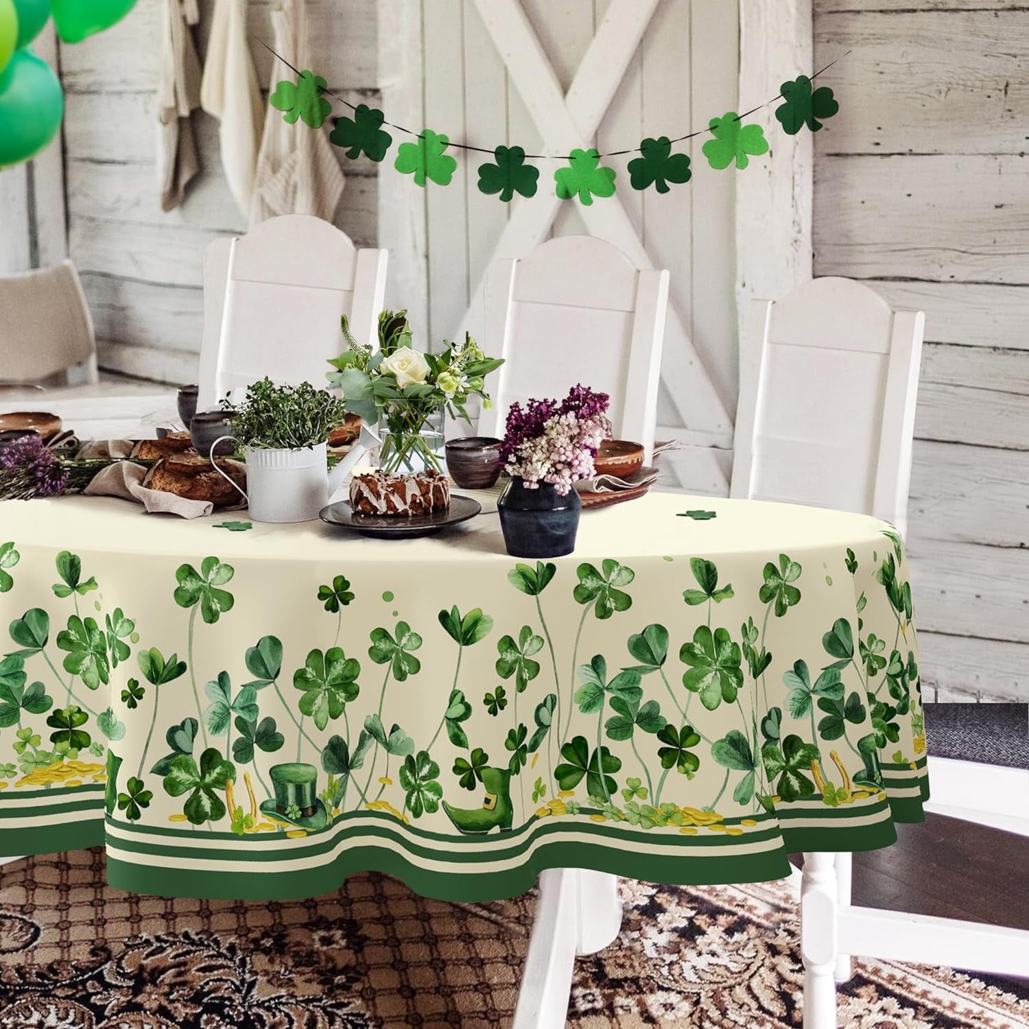St Patricks Day Tablecloth, Green Oval Tablecloth 54x72 Inch, Polyester ...