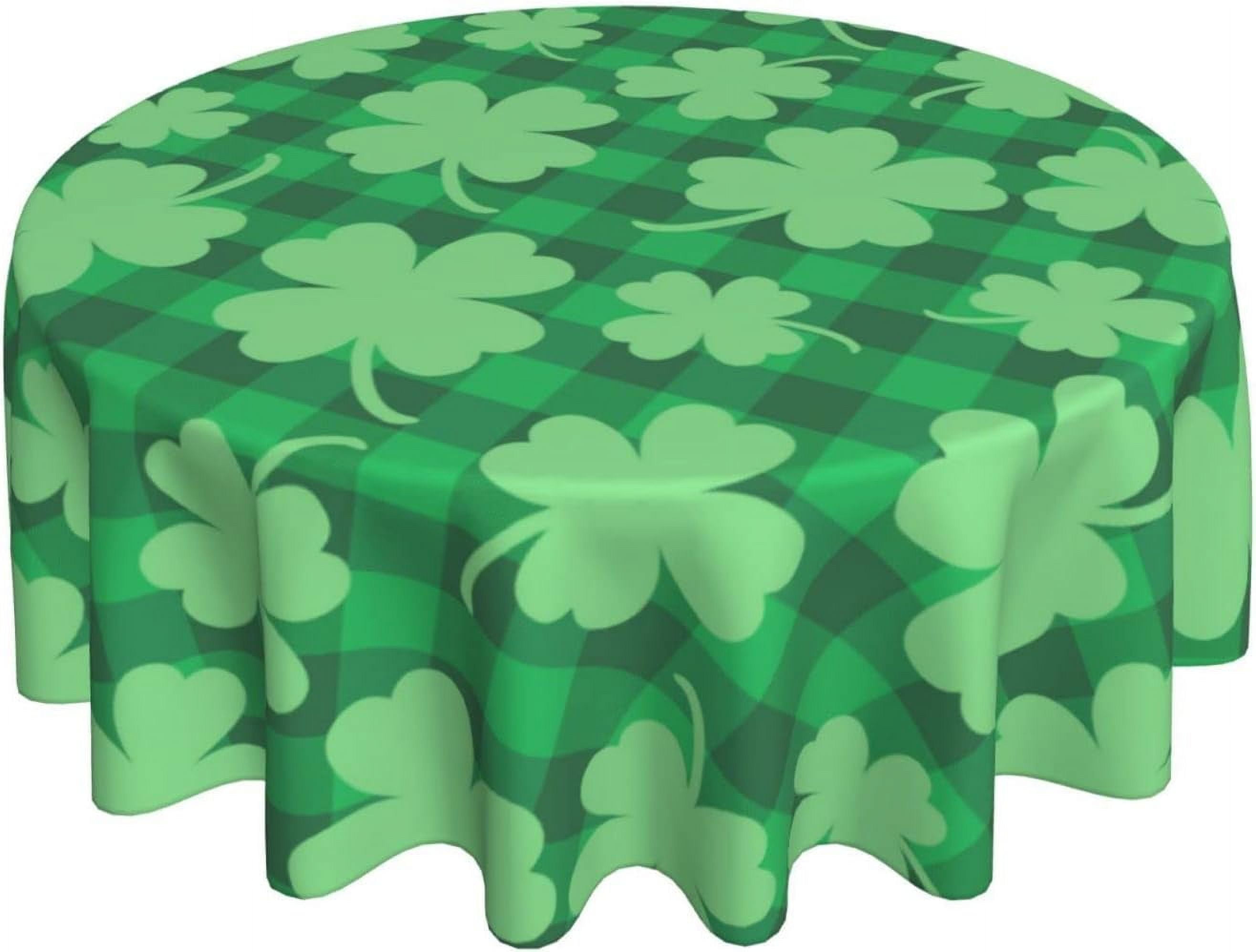 St Patricks Day Tablecloth Round 60 Inch Green Shamrocks Buffalo Check ...