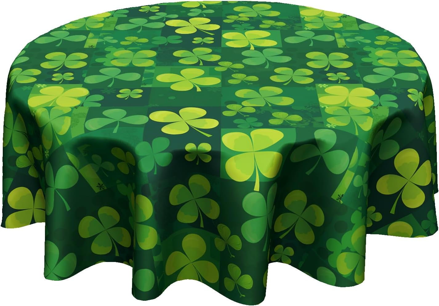 St Patricks Day Tablecloth Round - Green Clover Table Cloth 60 Inch ...
