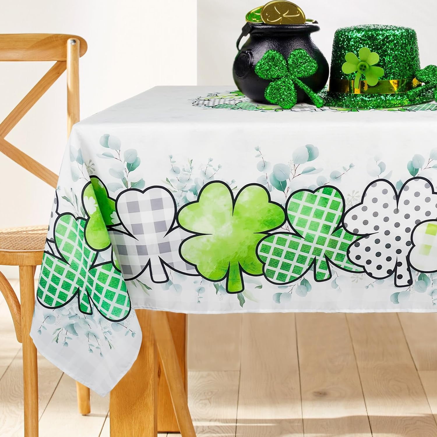 St. Patricks Day Tablecloth Shamrock Tablecloth 60"x84", Waterproof ST ...