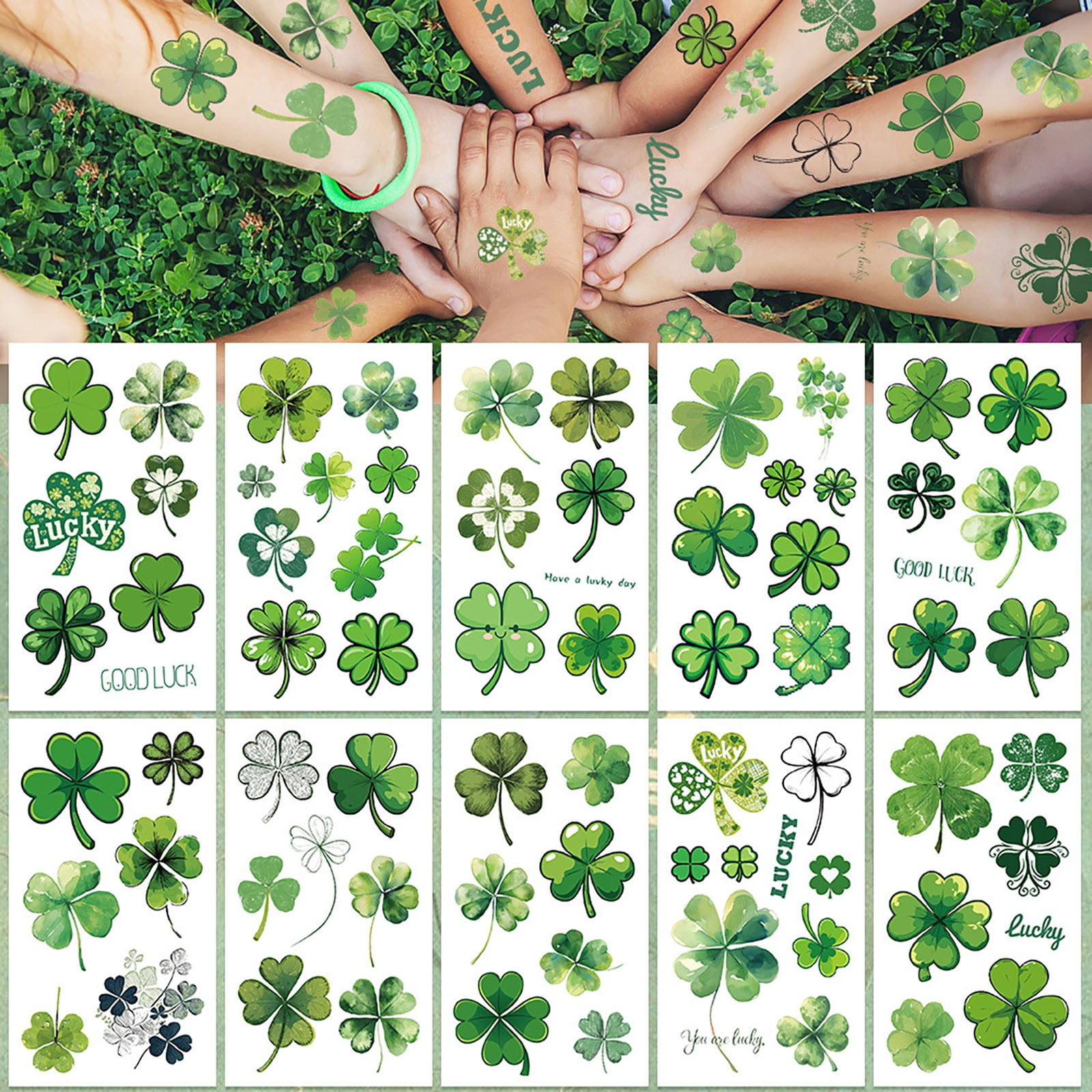 St Patricks Day Tattoos Stickers, 10 Sheets St Patrick’s Day Shamrock ...