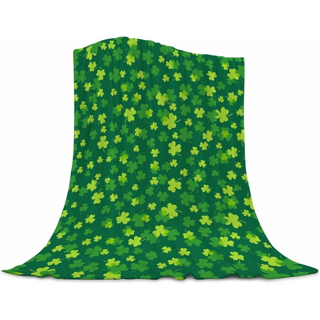 St Patricks Day Throw Blanket, Clovers and Shamrocks Design Blanket ...