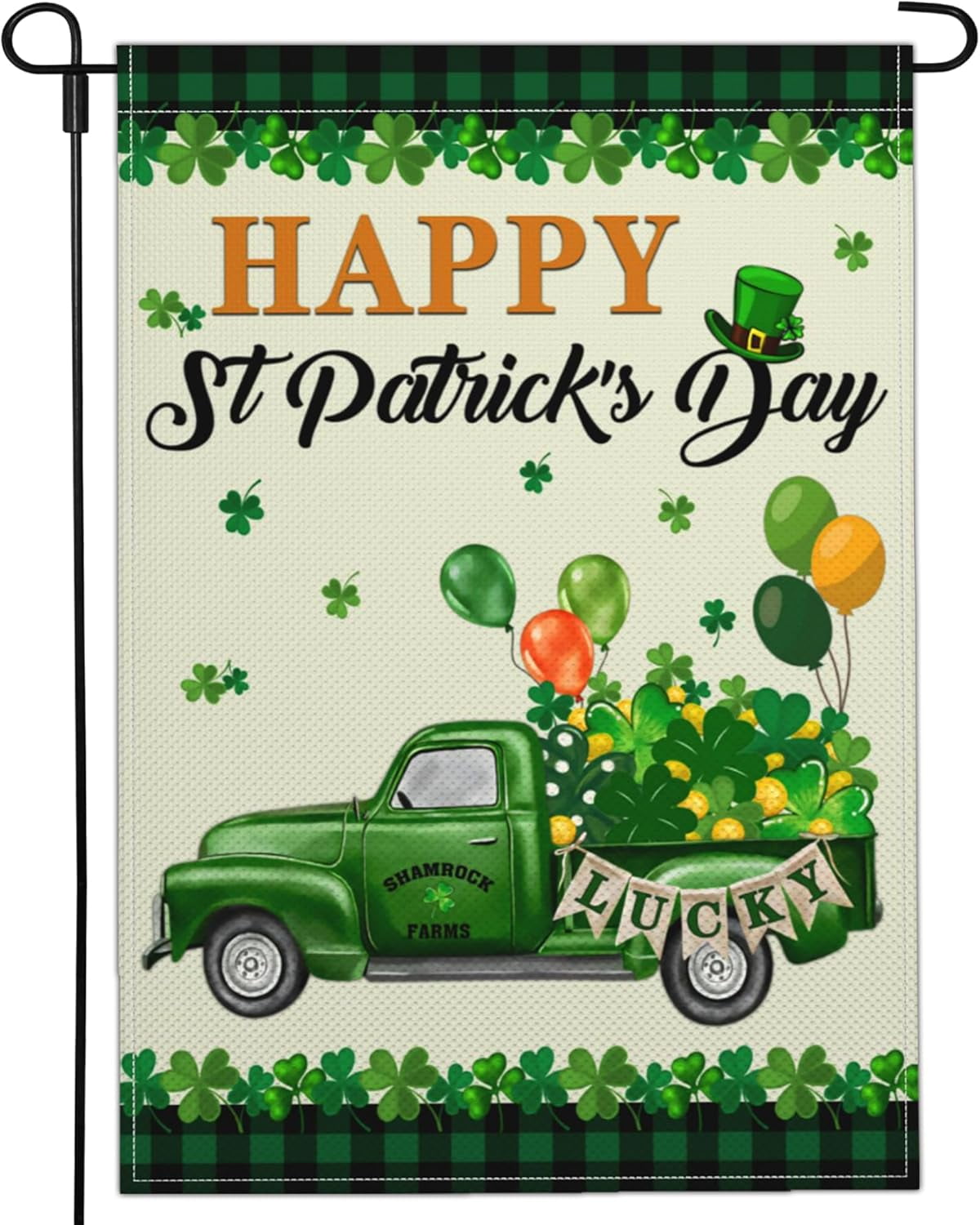 St Patricks Day Truck Garden Flag 12×18 Inch Double Sided Happy St ...
