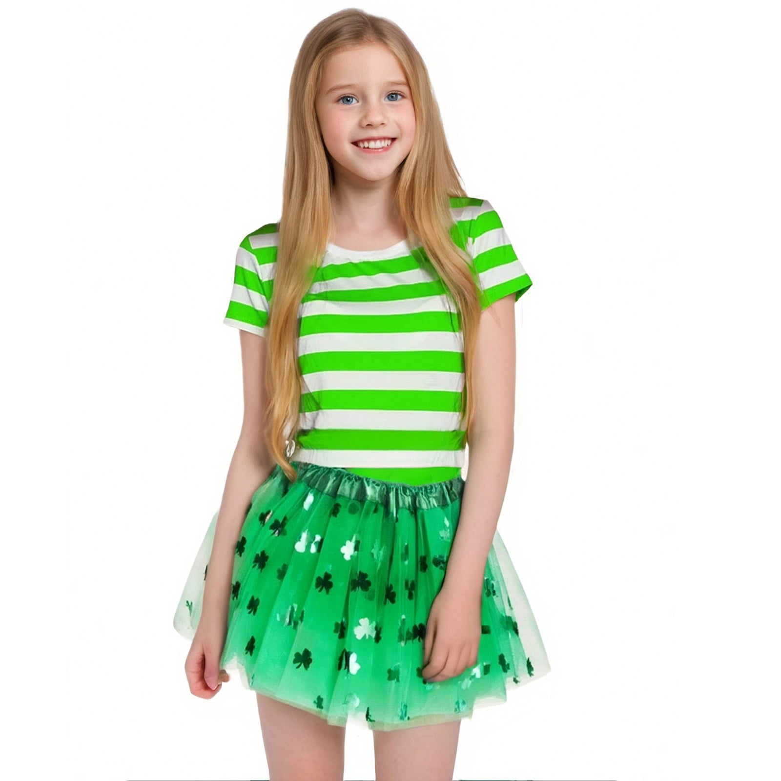 St Patricks Day Tutu Skirt for Toddler Girls Irish Shamrock Print Mesh ...