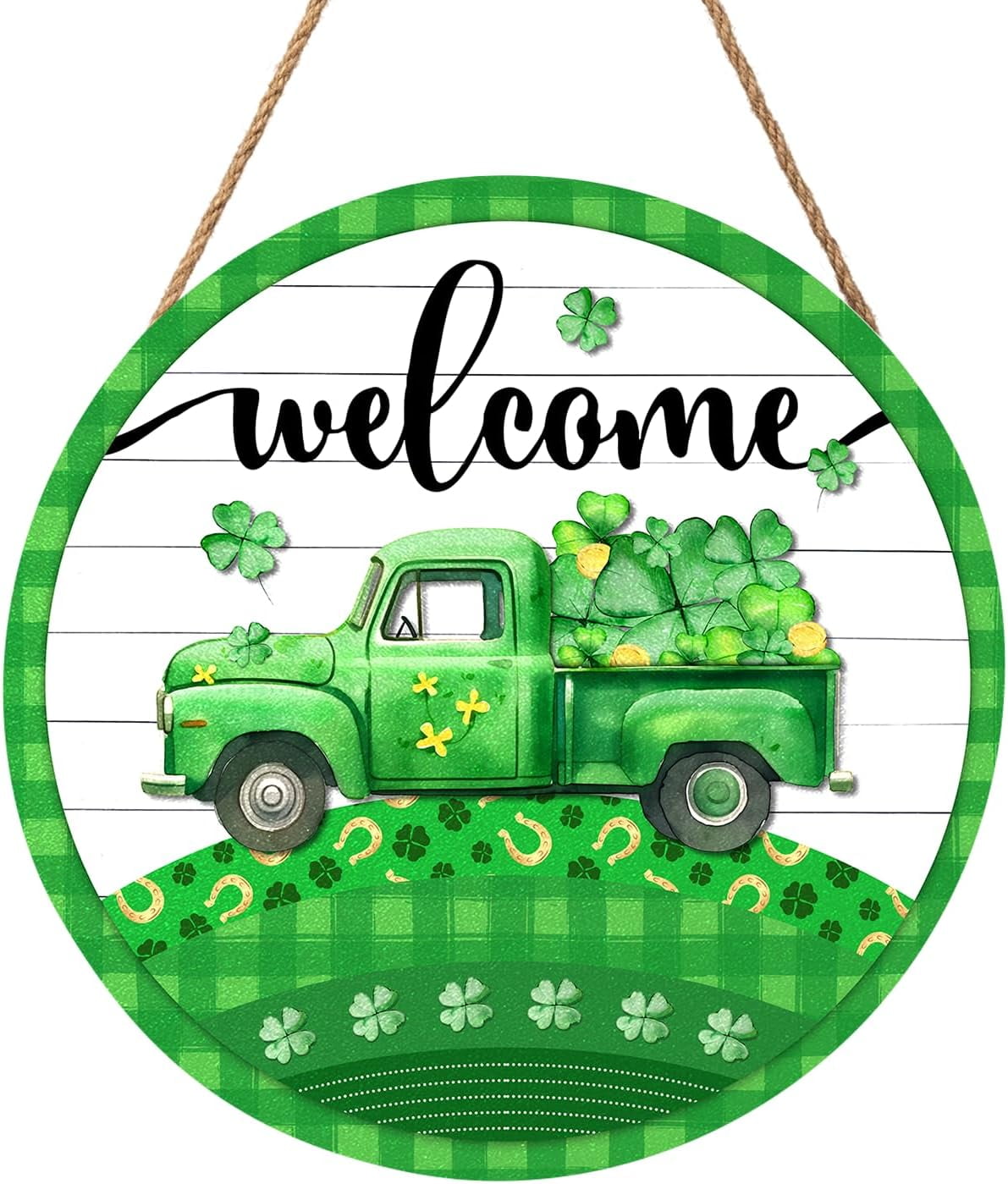 St Patricks Day Welcome Sign, Shamrock Door Hanger 12 X 12 Inch Saint ...