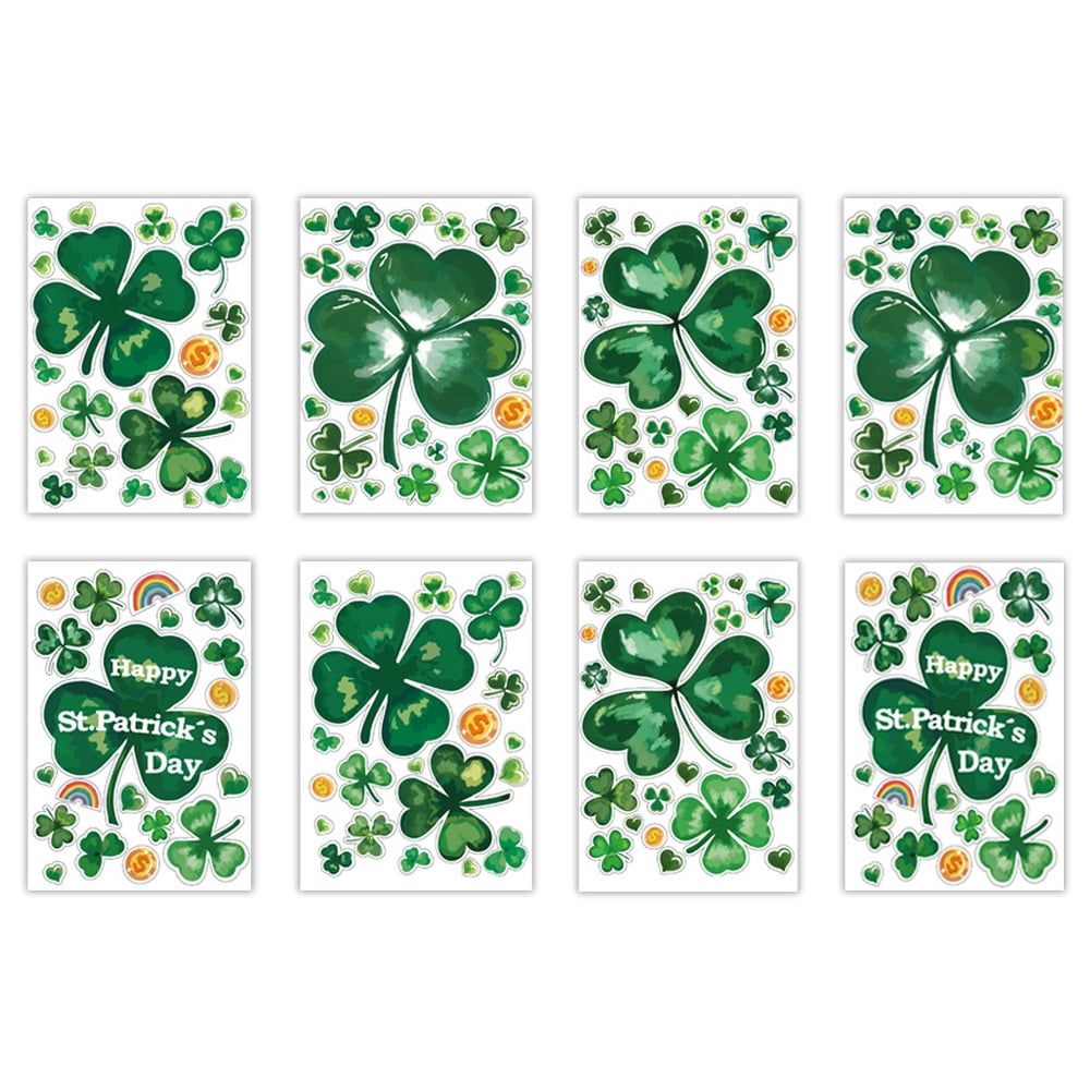 St Patricks Day Window Clings Decorations Shamrock Stickers for Glass ...