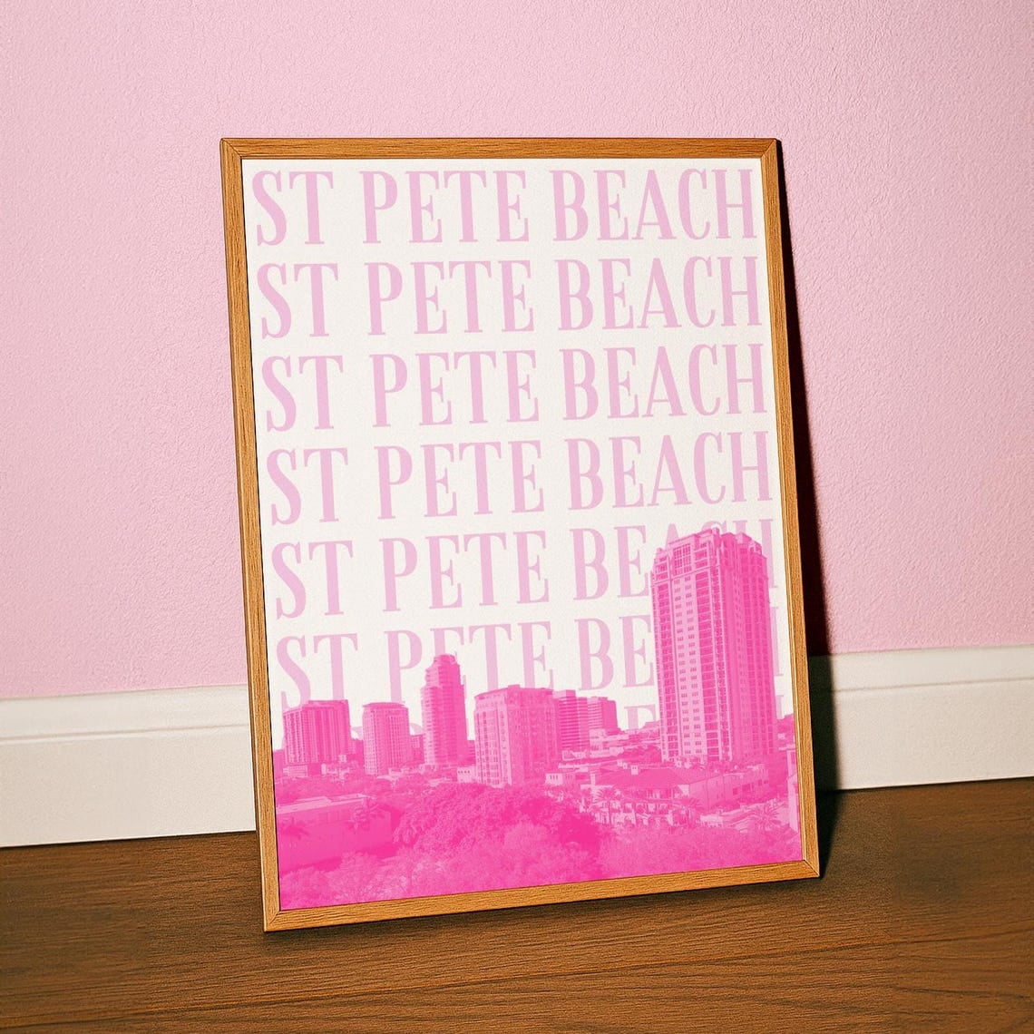 St Pete Beach Art Pink And White Florida Travel Print St Pete City ...