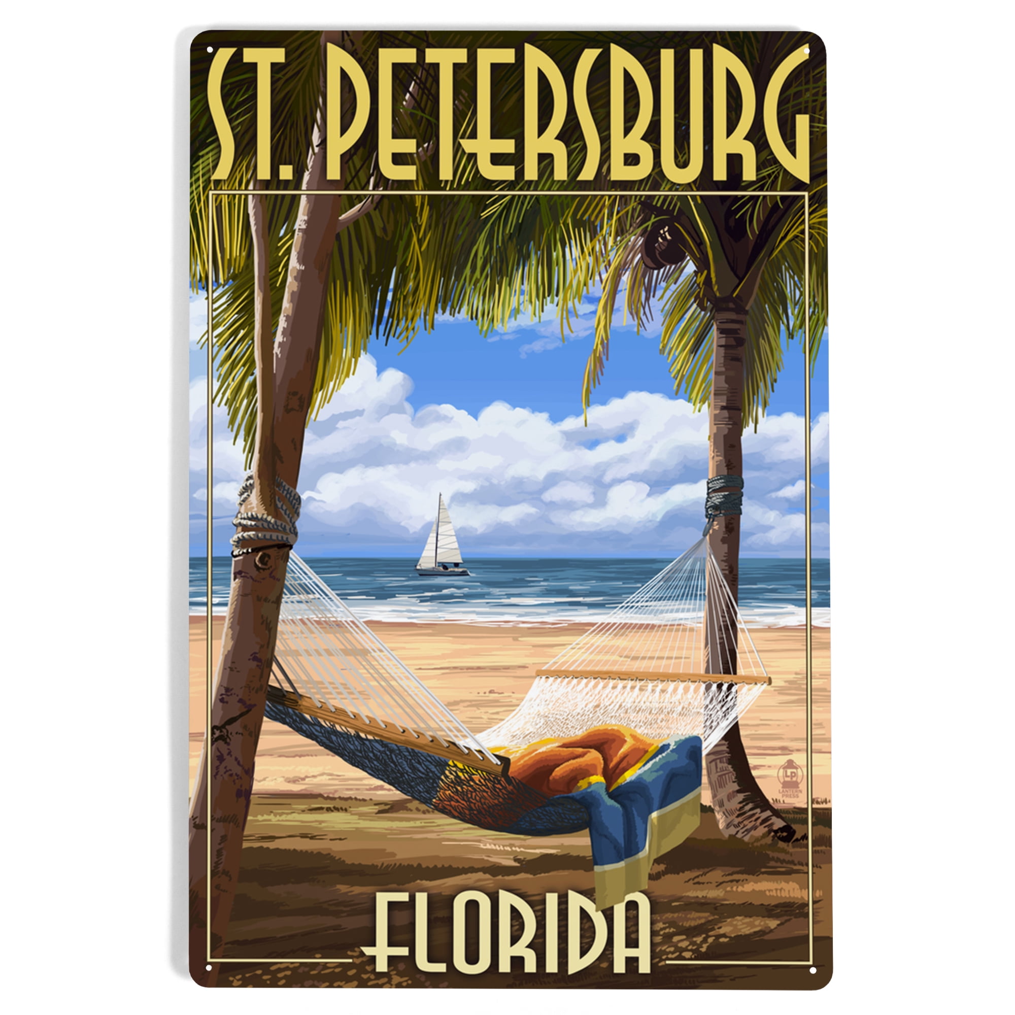 St. Petersburg, Florida, Palms and Hammock (12x18 Aluminum Art, Indoor ...
