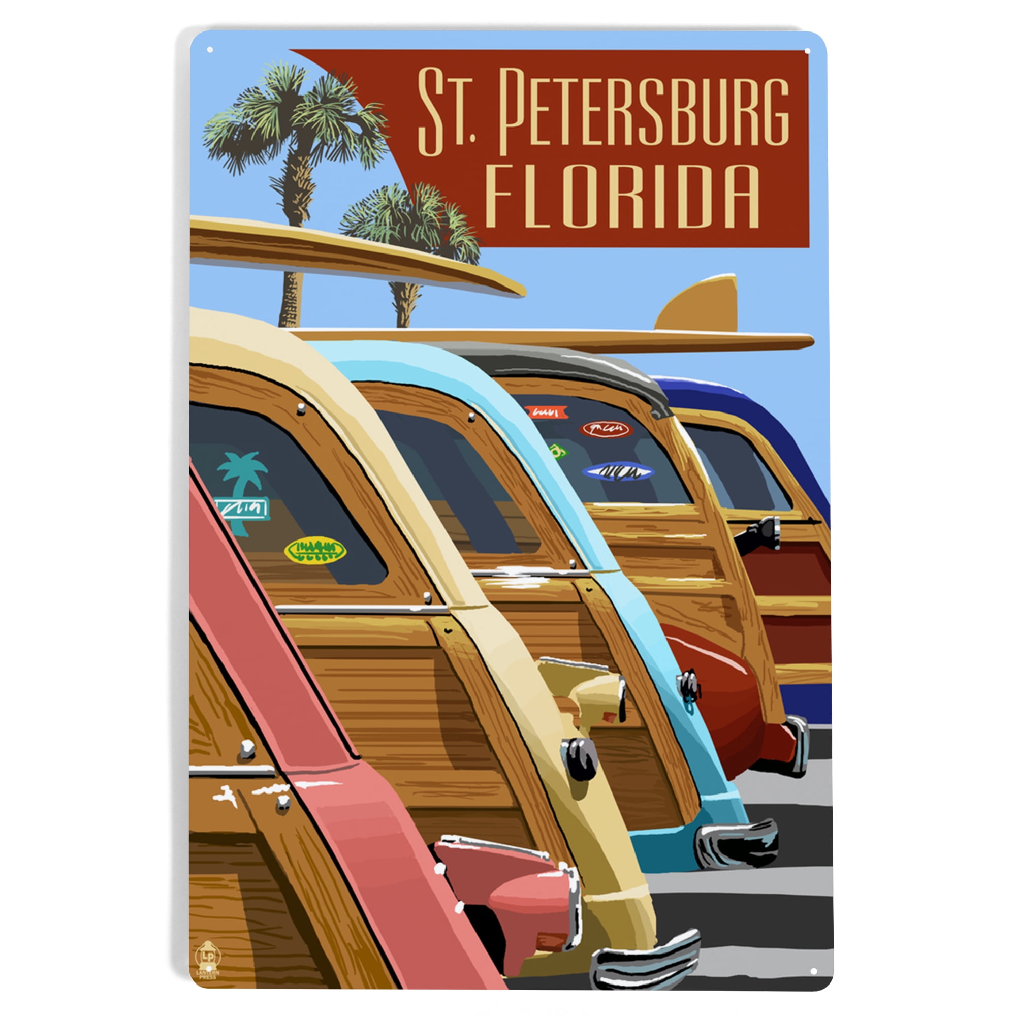 St. Petersburg, Florida, Woodies Lined Up (12x18 Aluminum Art, Indoor ...