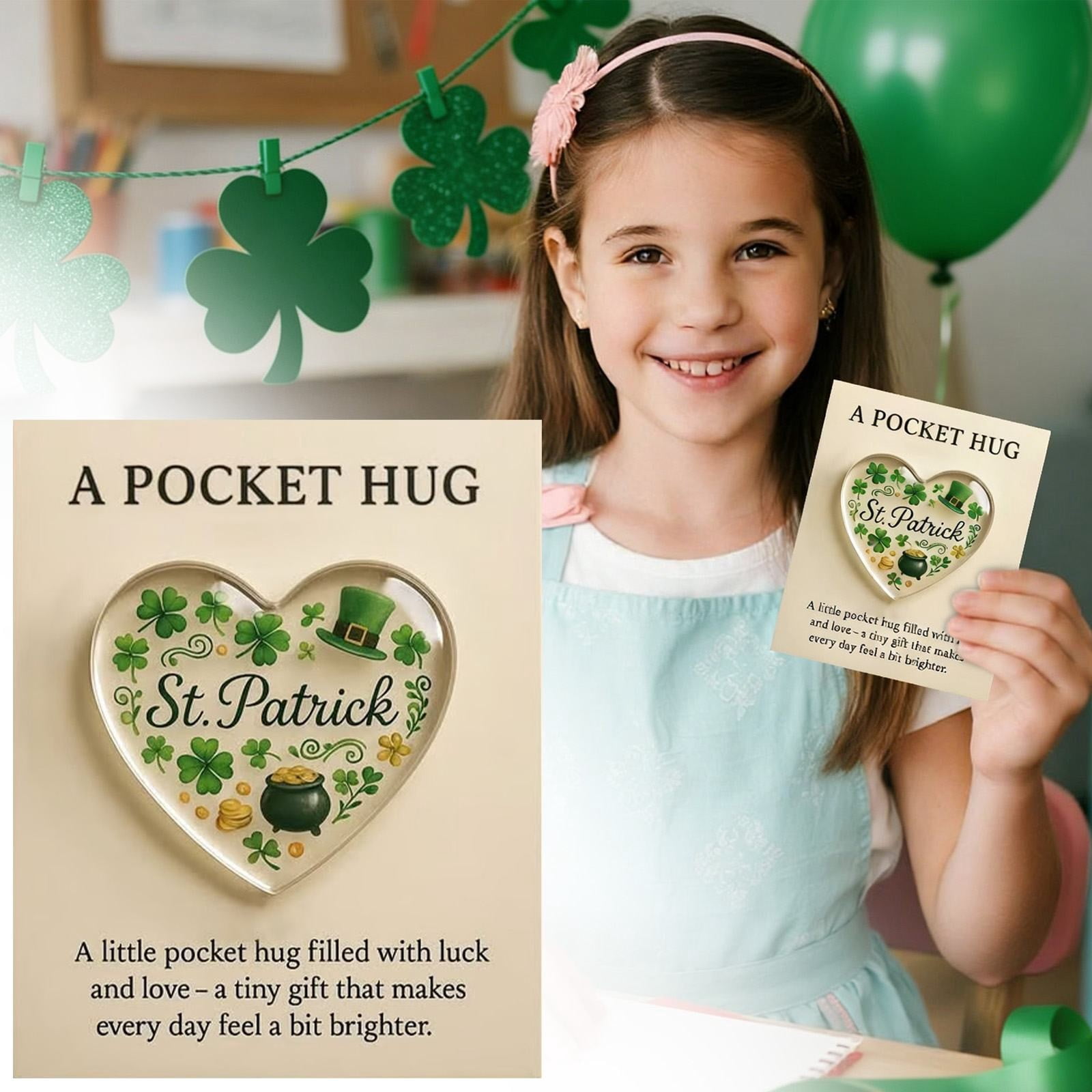 St. Pocket Hug 2D Acrylic Desktop Decoration Irish Luck Talisman ...