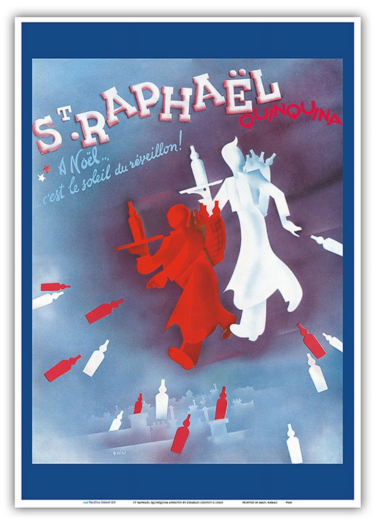 St Raphaël Quinquina Aperitif - At Christmas... At New Year’s Eve - Vintage Advertising Poster ...