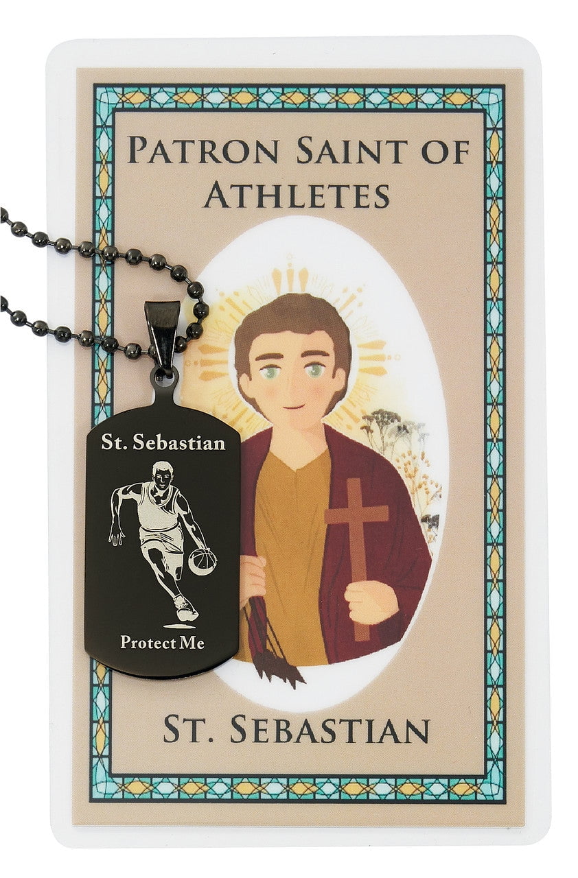 St. Sebastian Basketball Dog Tag with 22" Adjustable Chain and ...