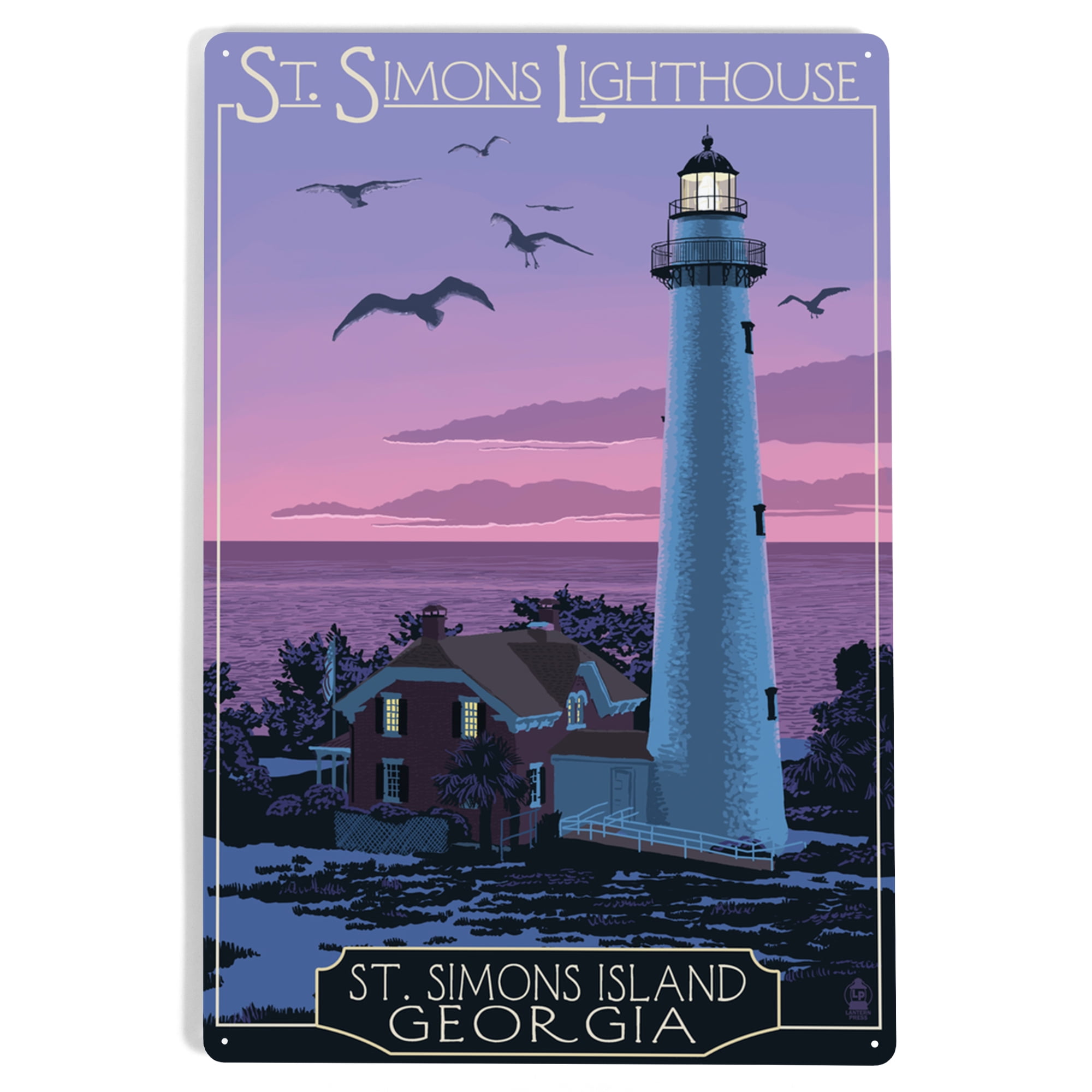 St. Simons, Georgia, Lighthouse (12x18 Aluminum Art, Indoor Outdoor ...