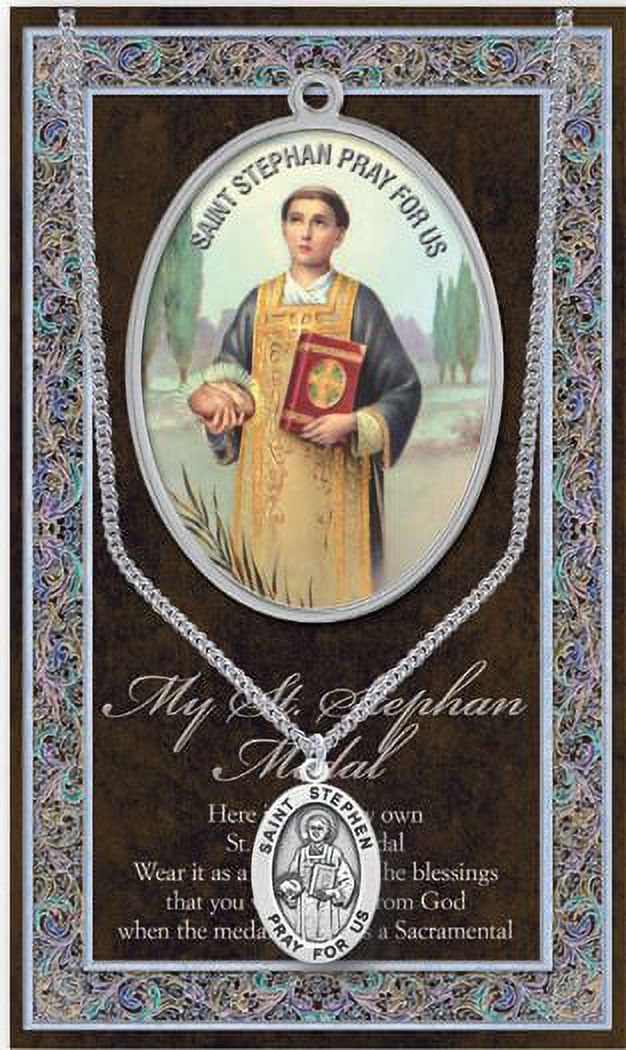 St. Stephen Pewter Medal Pendant with Chain, Made in USA - Walmart.com