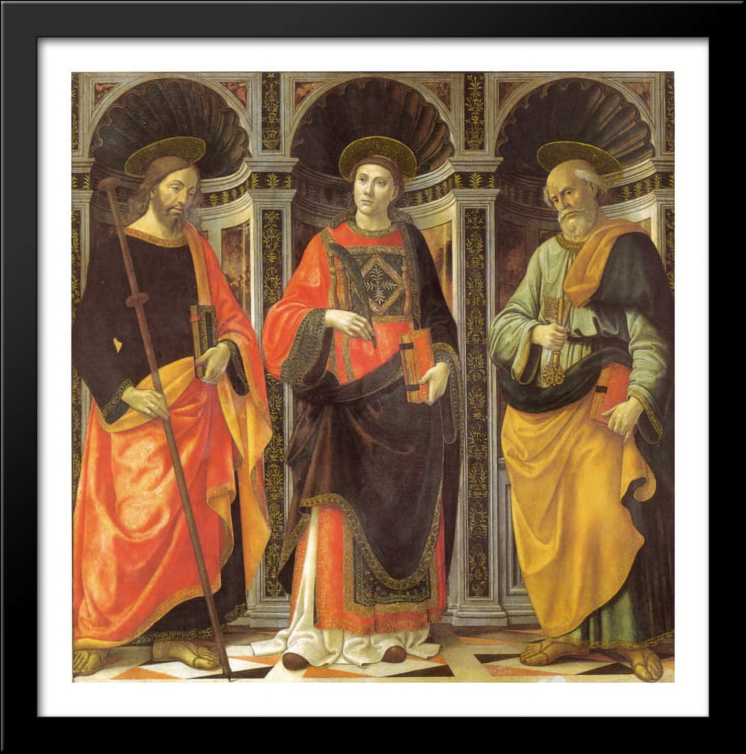 St. Stephen, St. Jacobo, St. Peter 28x28 Large Black Wood Framed Print ...