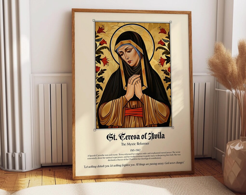 St. Teresa Of Ávila Mystic Reformer Wall Art – Carmelite Saint Spanish ...