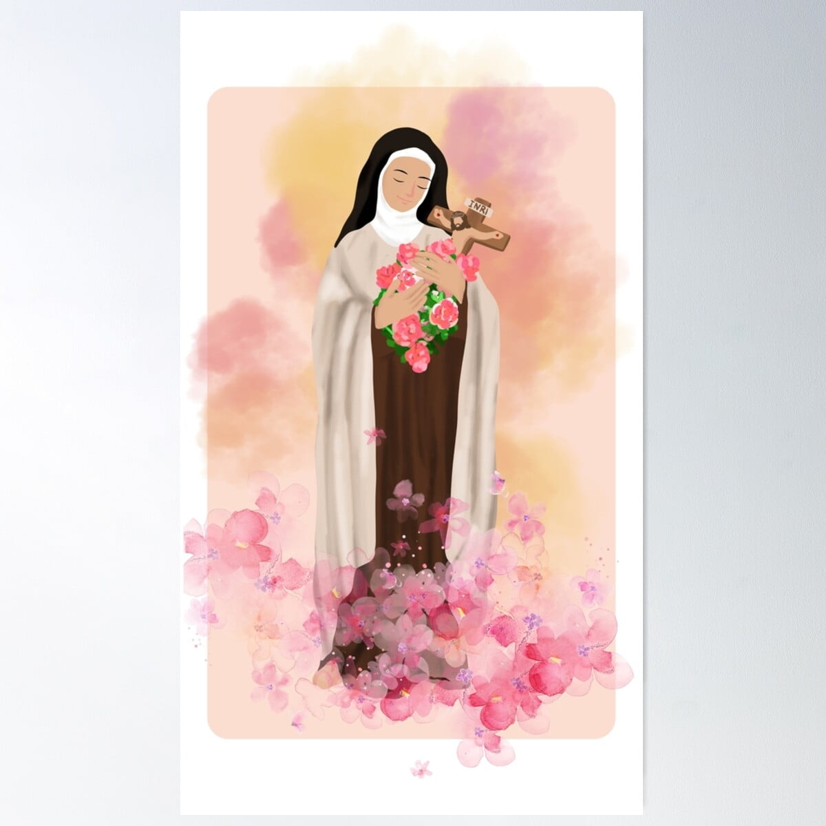 St. Therese Of Lisieux Catholic Illustration Poster Wall Art, Modern ...