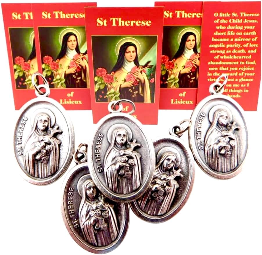 St Therese of Lisieux Medal Bulk Pack Bundle with Saint Prayer Cards ...