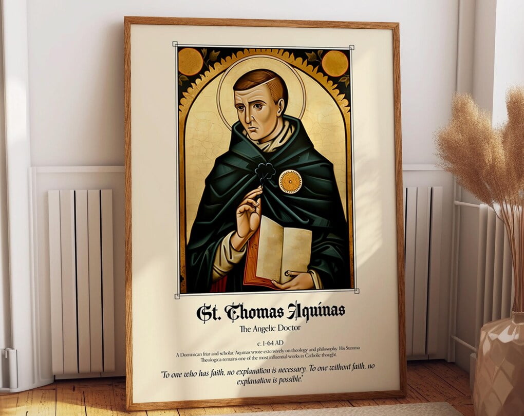St. Thomas Aquinas Catholic Wall Art – Angelic Doctor Saint Poster ...