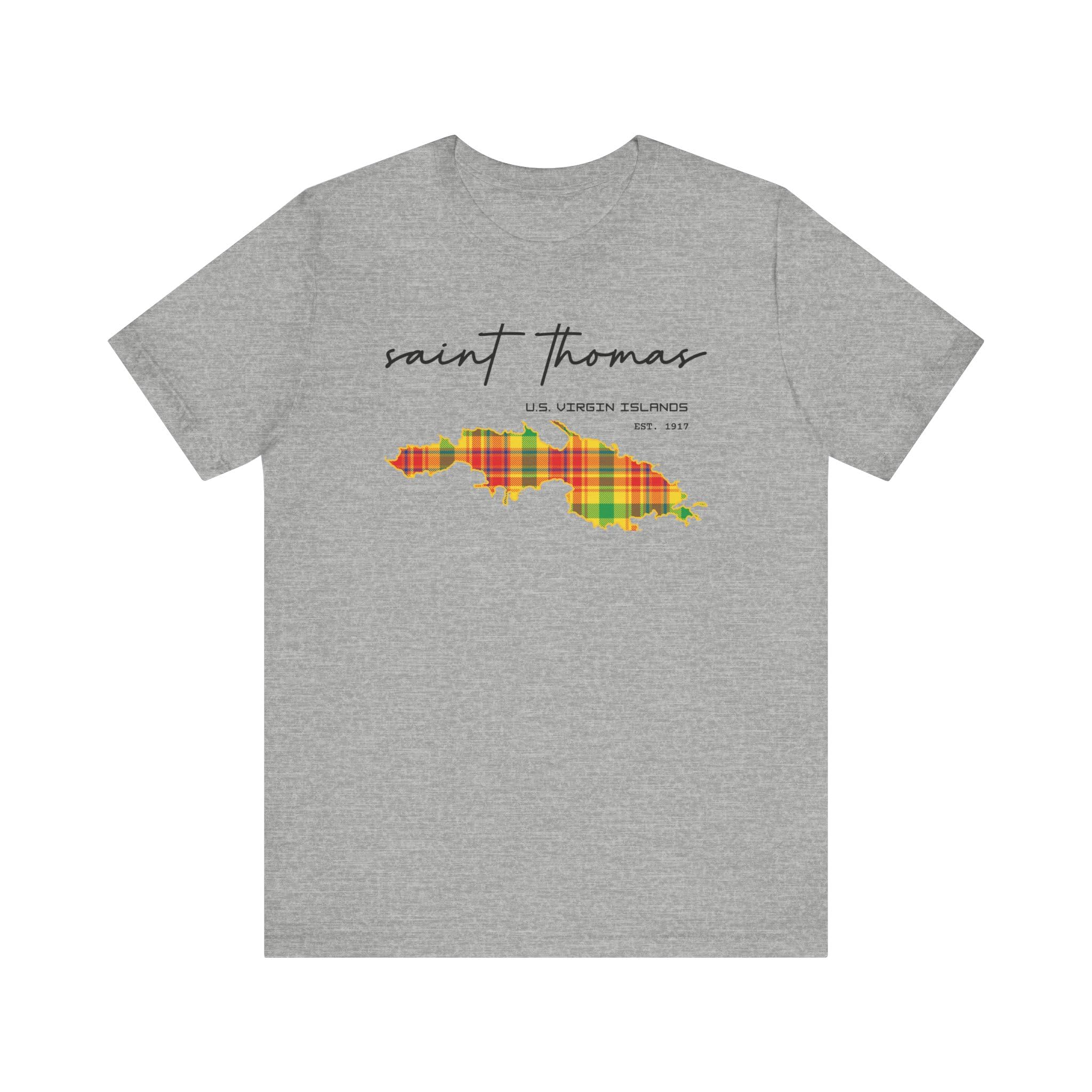St Thomas T-Shirt, US Virgin Islands Madras Map, Est 1917 Heritage Tee ...