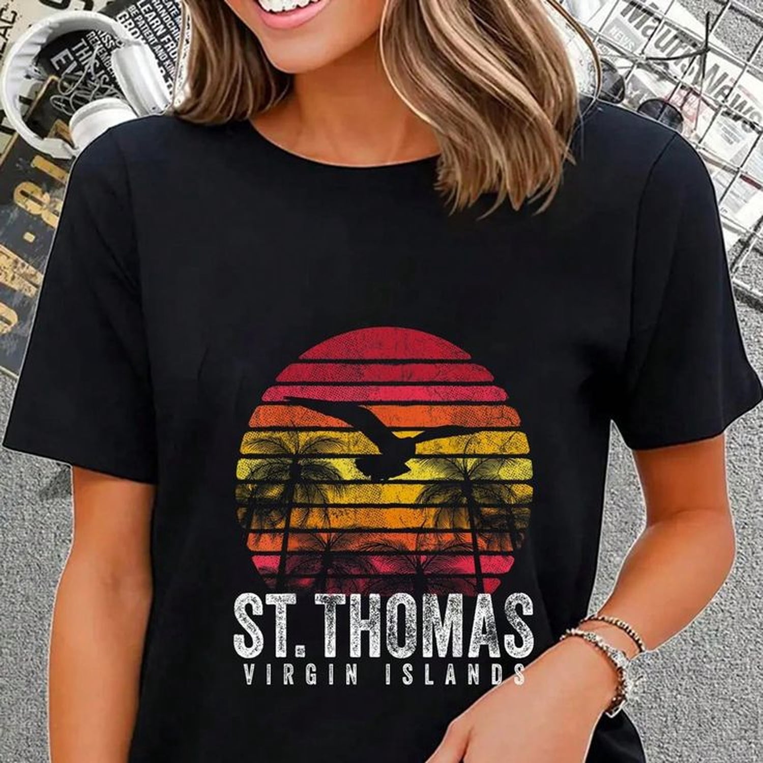 St_ Thomas Vintage R SunS1et Beach Iand M1en WoM1en Gift T-S1HiR1ASual ...