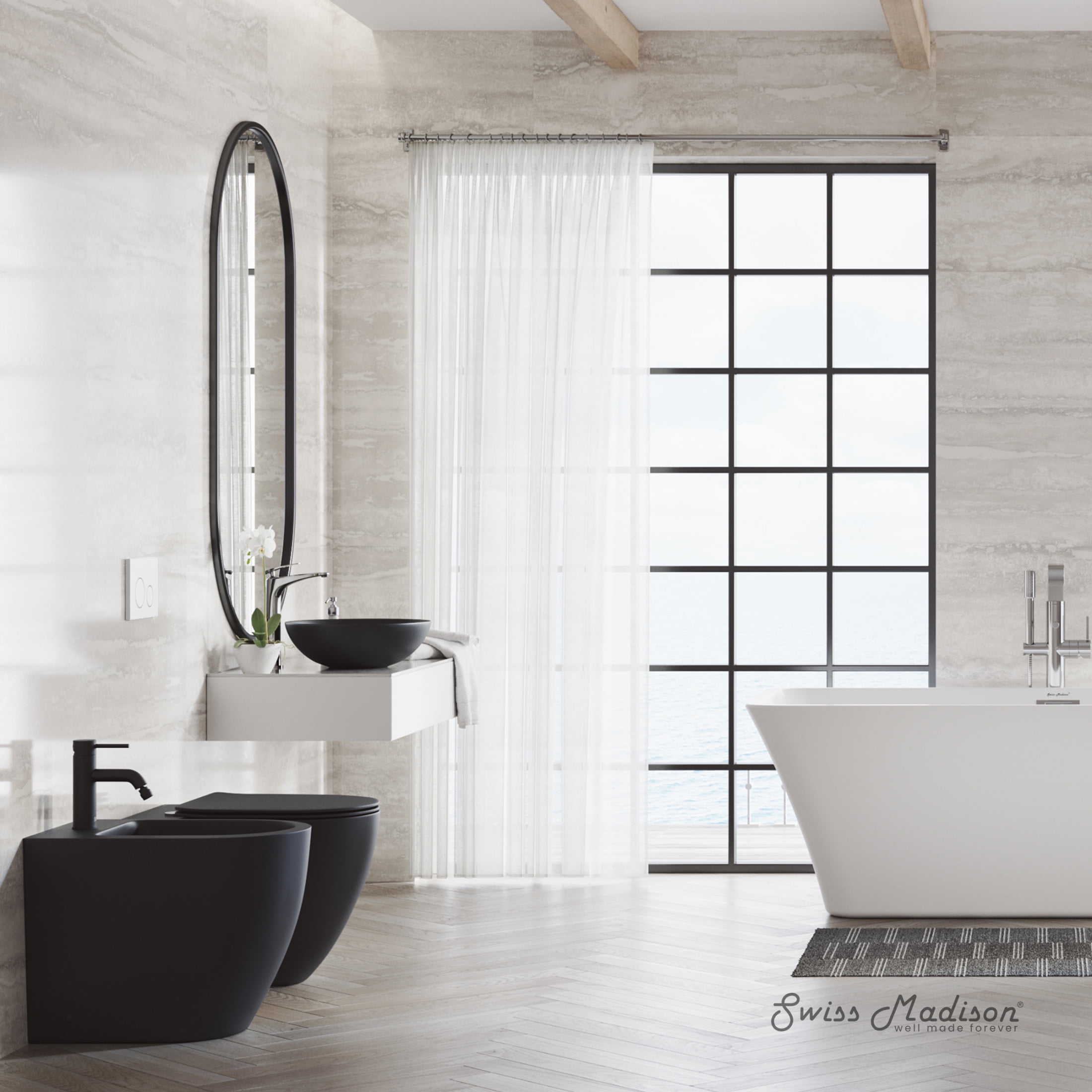 St. Tropez Back-to-Wall Toilet Bundle 0.8/1.6 GPF Dual Flush in Matte ...