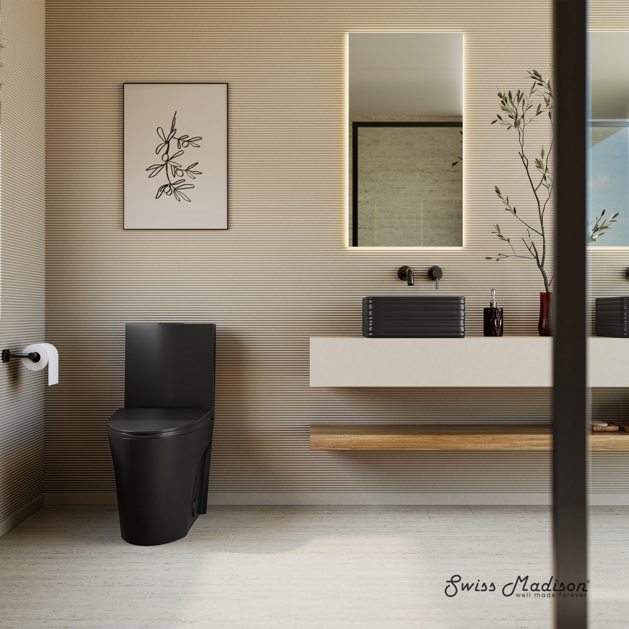 St. Tropez One Piece Elongated Toilet Dual Vortex™ Flush in Matte Black ...