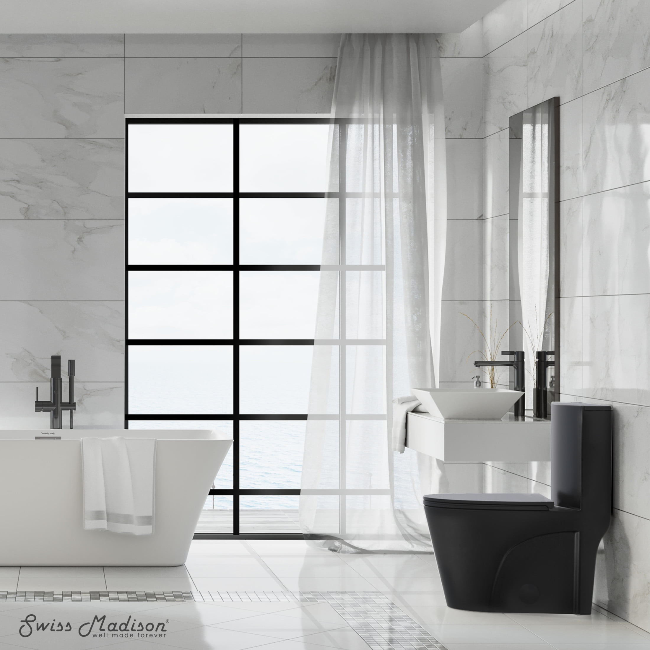 St. Tropez One-Piece Elongated Toilet Left Side Vortex Flush Handle in ...