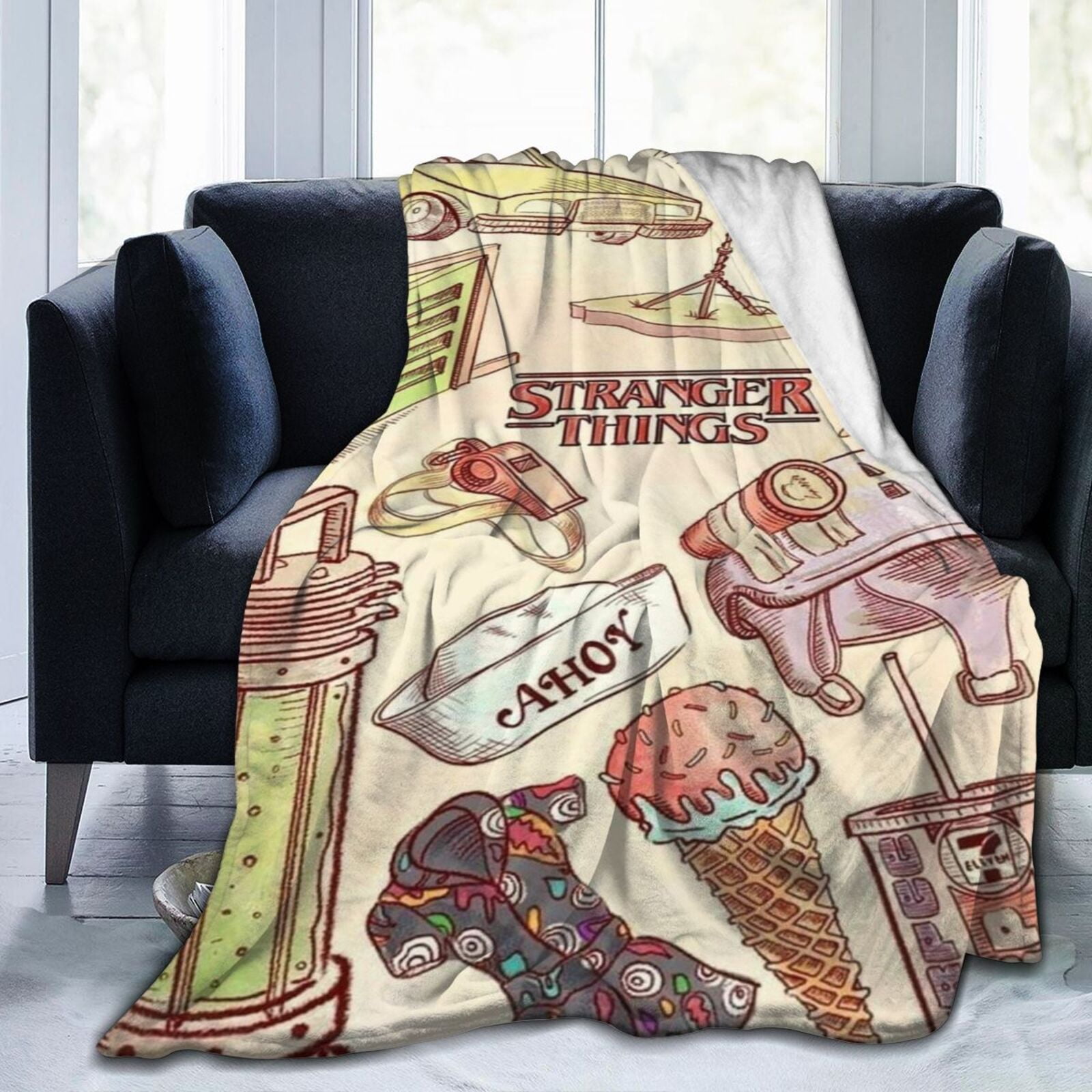 St-ran-ger Th-ings 5 Blanket, Soft Cozy Flannel Throw with Dark Retro ...