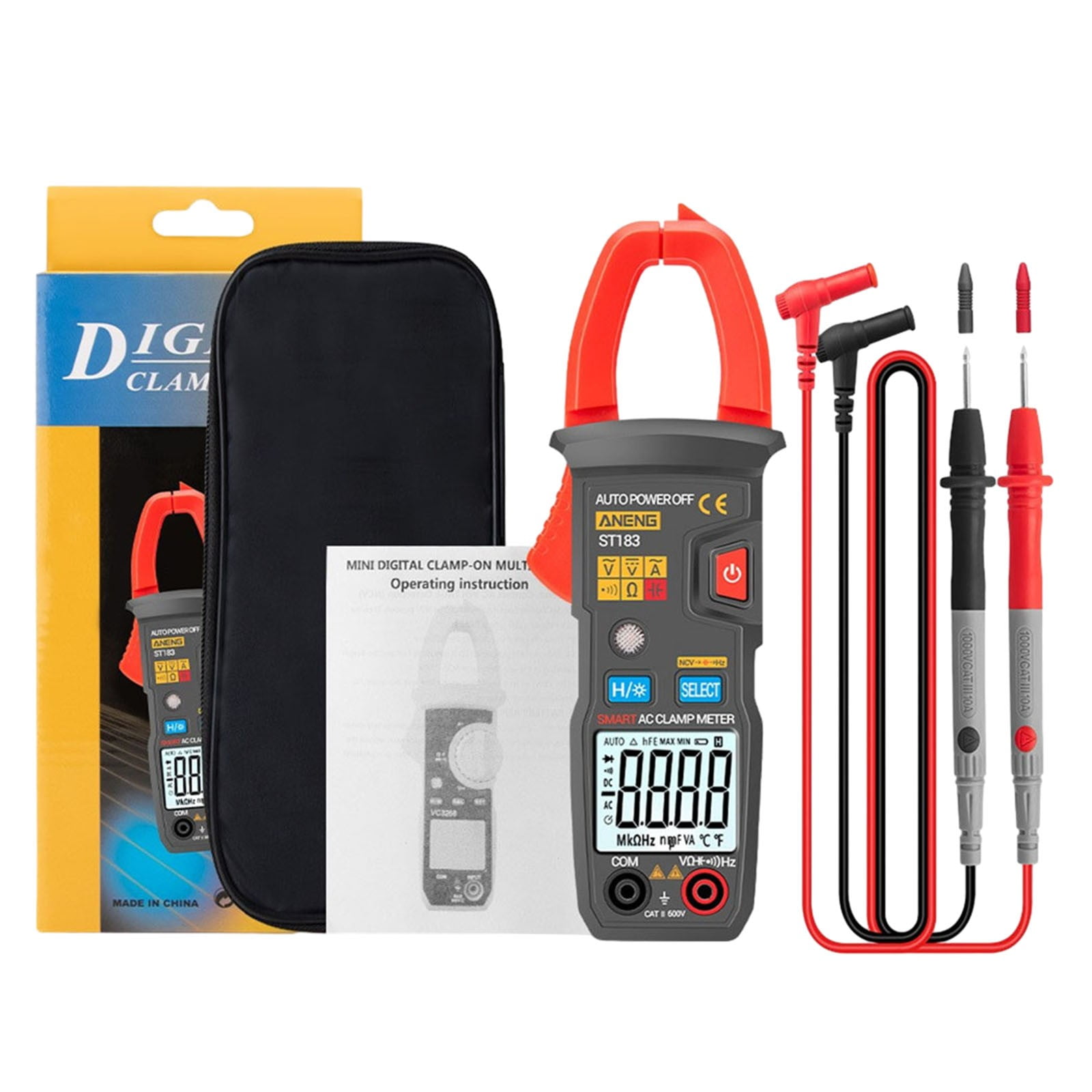 St183 Digital Clamp Multimeter 600A Ac/Dc Clamp Ammeter With Backlight ...
